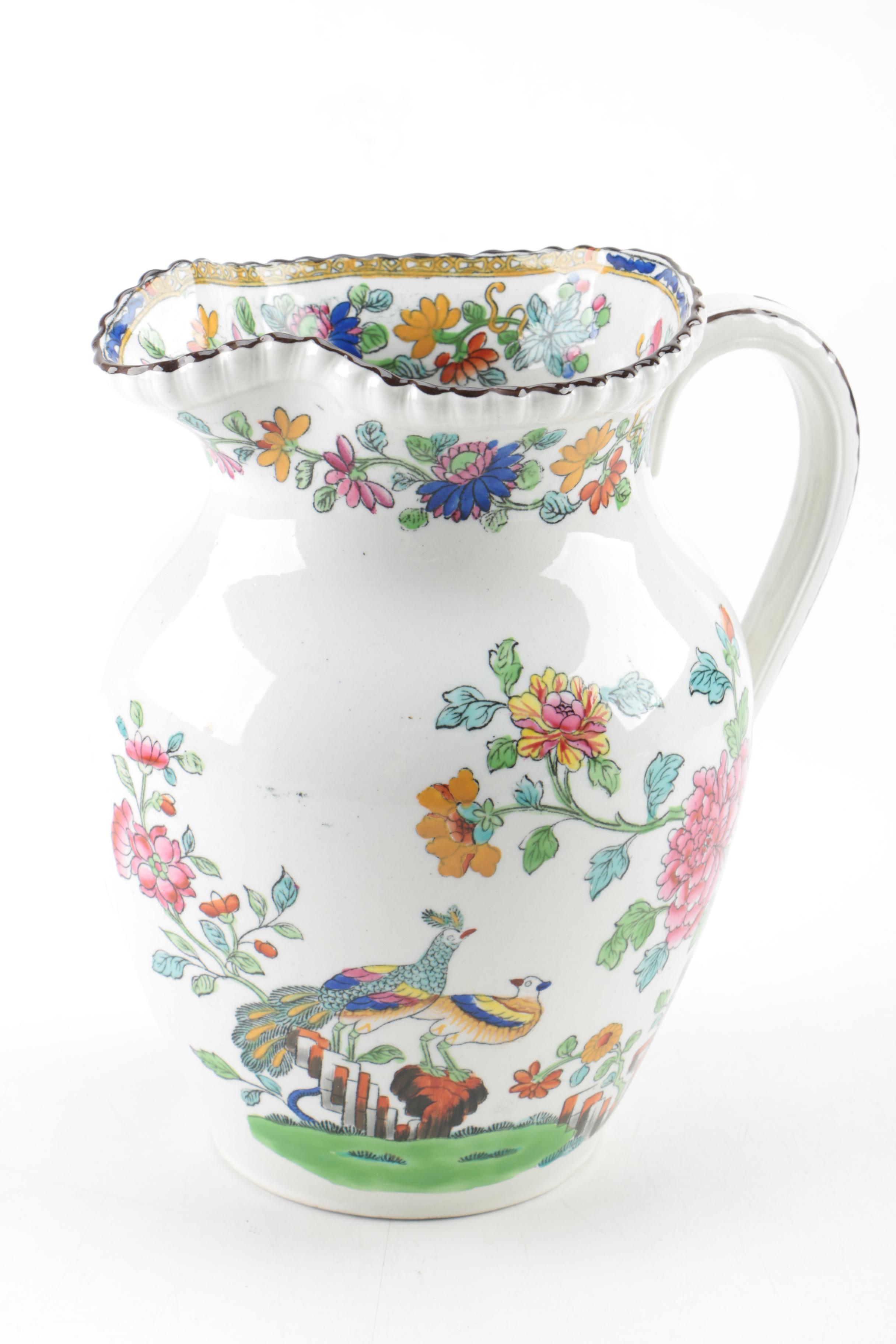 Vintage Spode "Spode's Peacock" Pitcher and Basin | EBTH