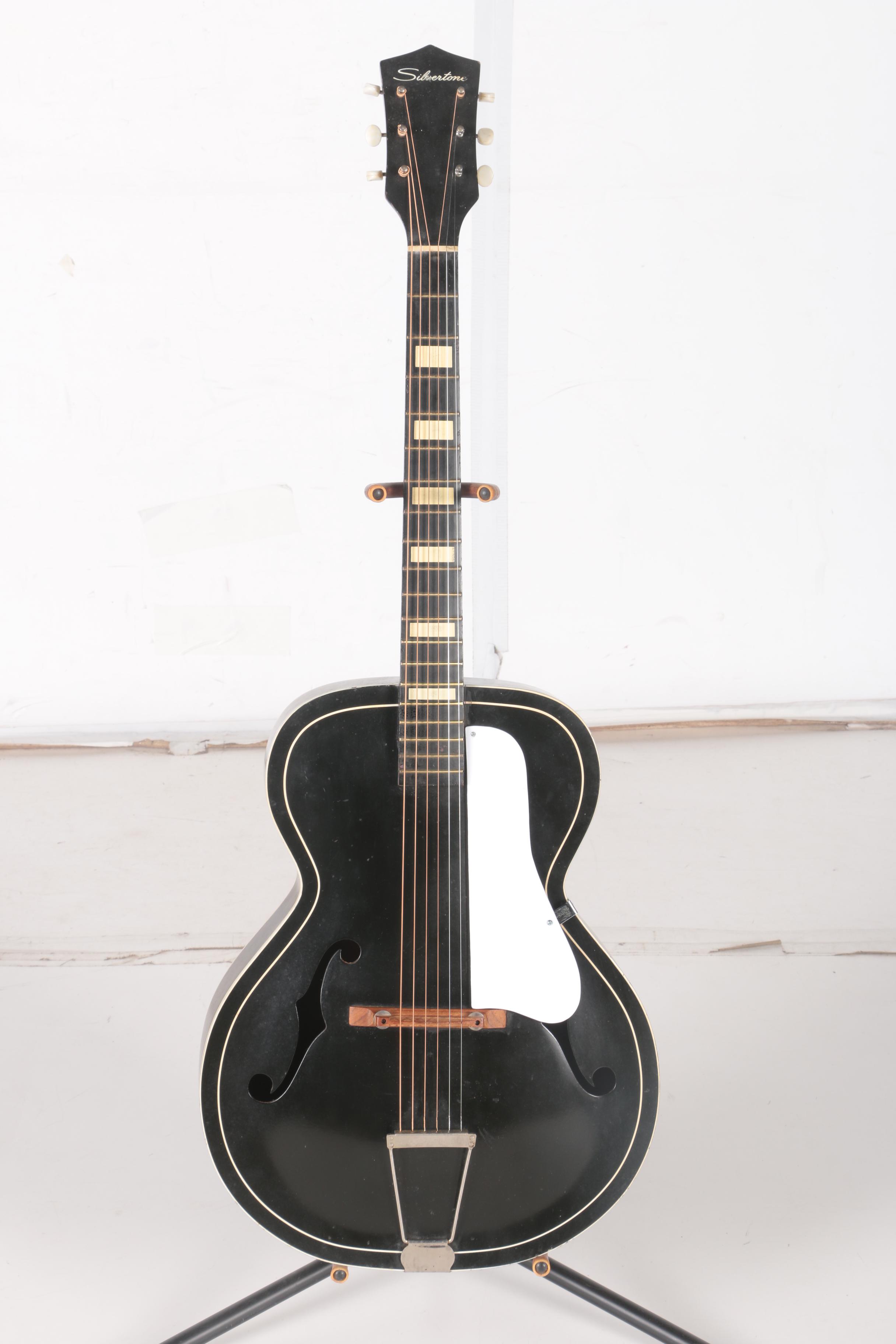1960s Silvertone Tuxedo Archtop Guitar and Case | EBTH