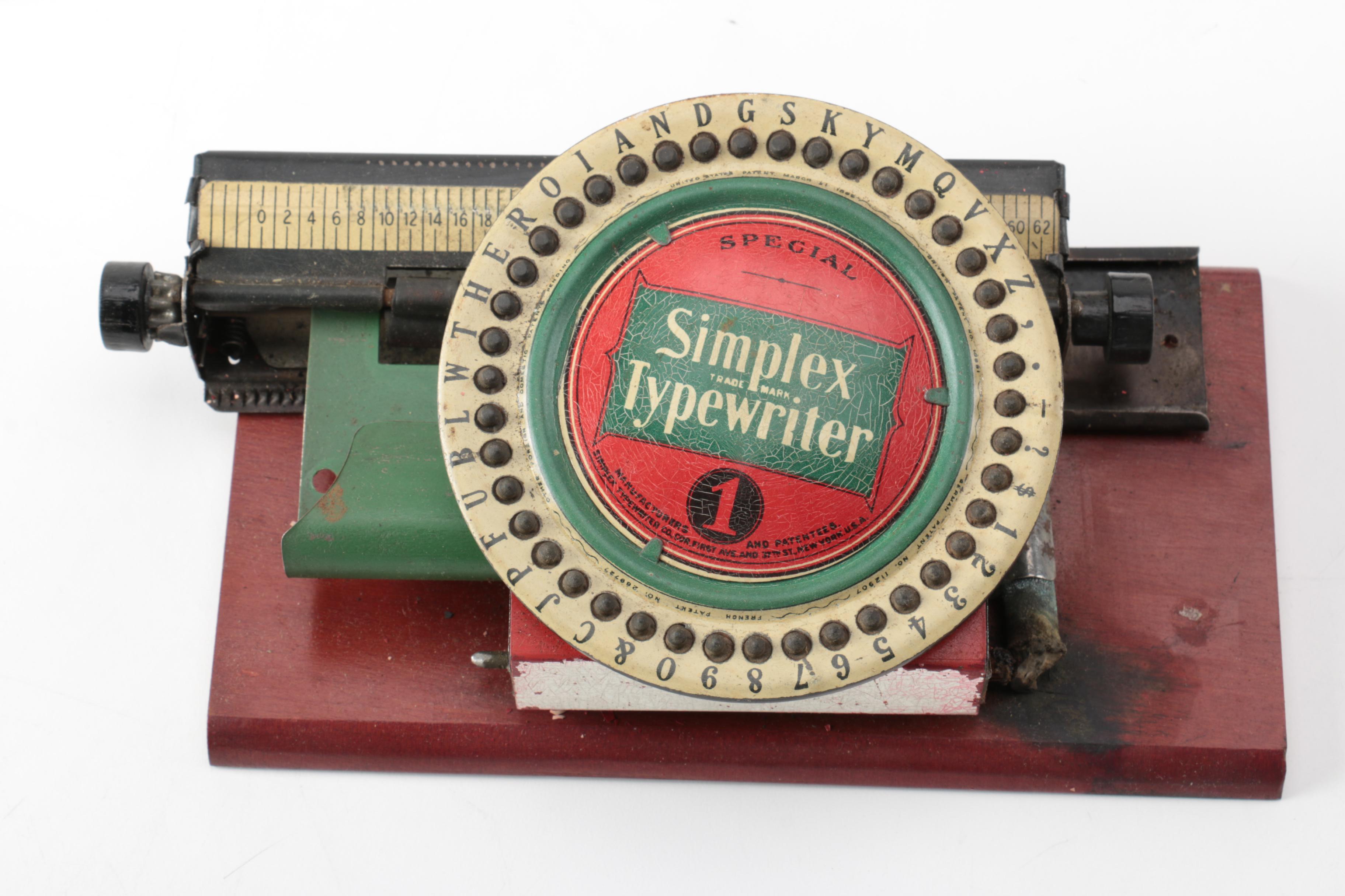 Vintage Simplex Typewriter and Ink Ribbons in Tins | EBTH