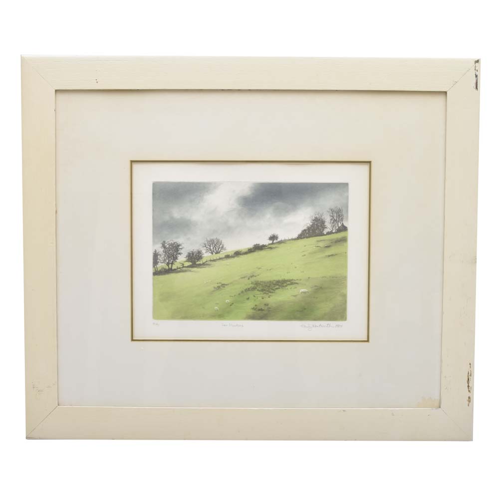 Emily Wentworth Hand Colored Etching "Les Moutons" | Barnebys