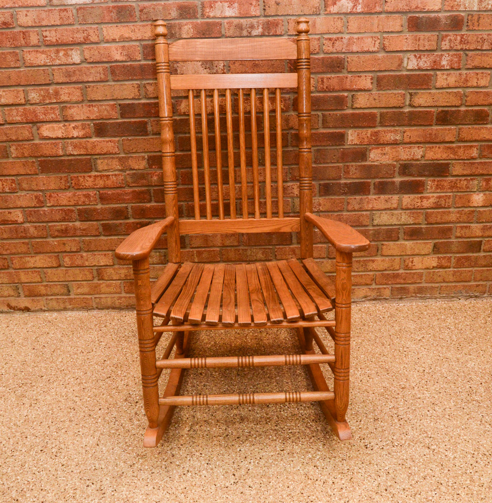 Country Porch Rocking Chair and Firkin Bucket with Decorative Items | EBTH