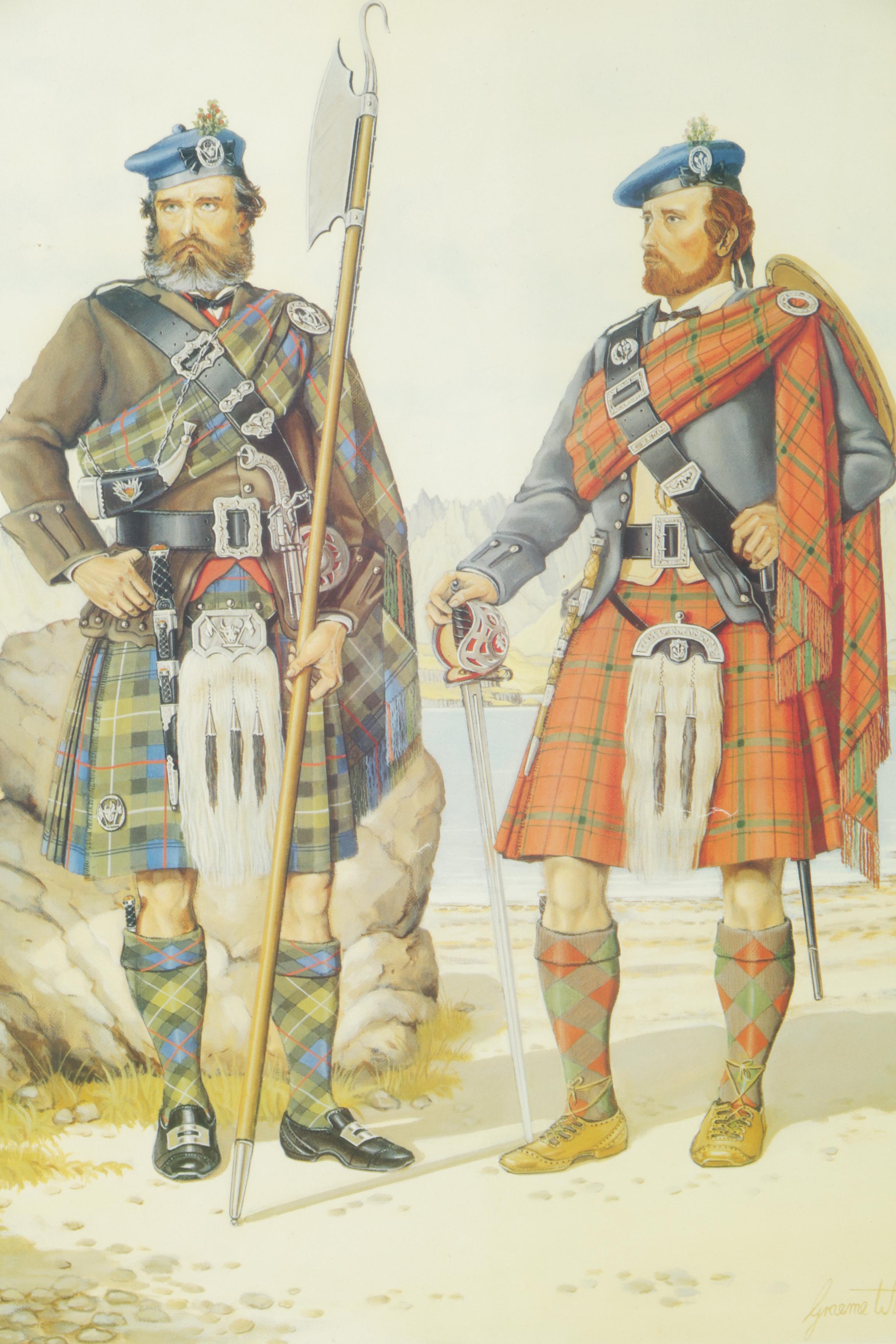 Graeme W. Baxter Offset Lithograph on Paper "Highlanders of Scotland ...
