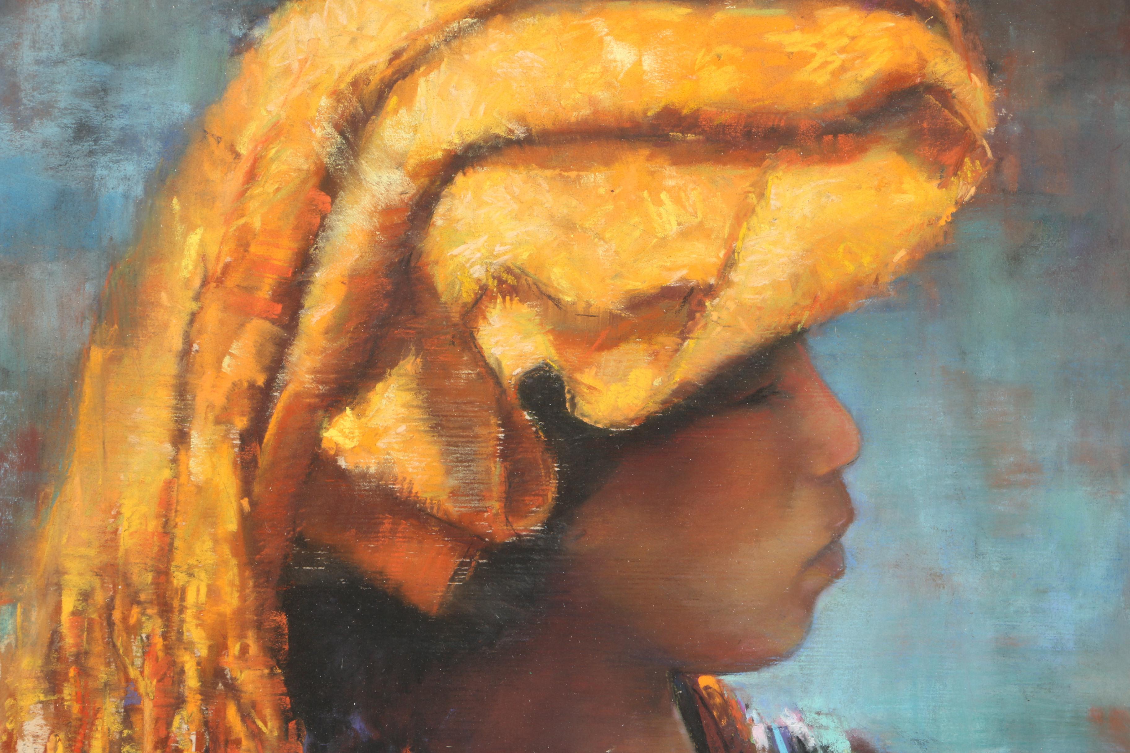 Dee Toscano Pastel Drawing "Yellow Carrying Cloth" | EBTH