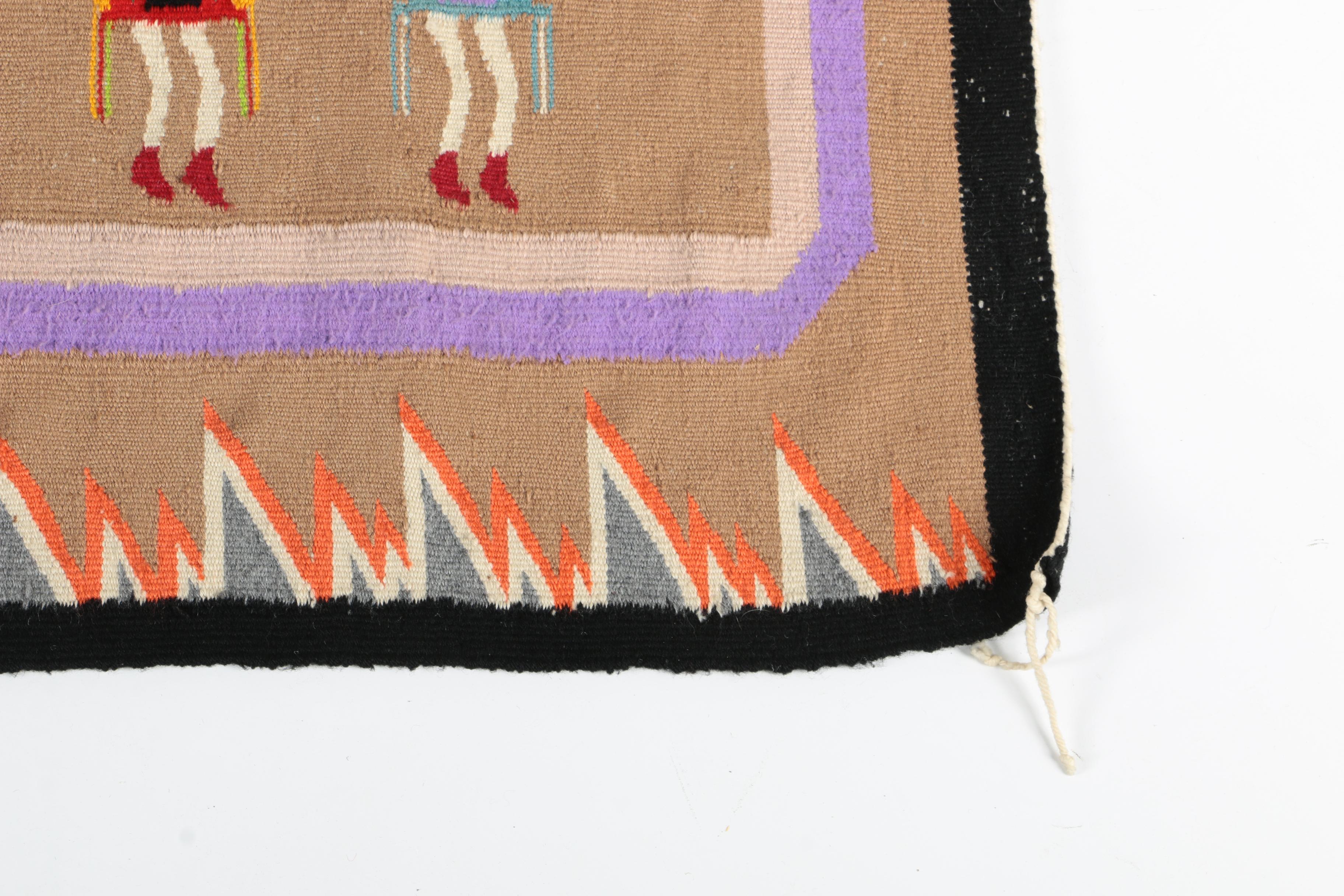 Handwoven Navajo Yeibichai Wool Accent Rug | EBTH