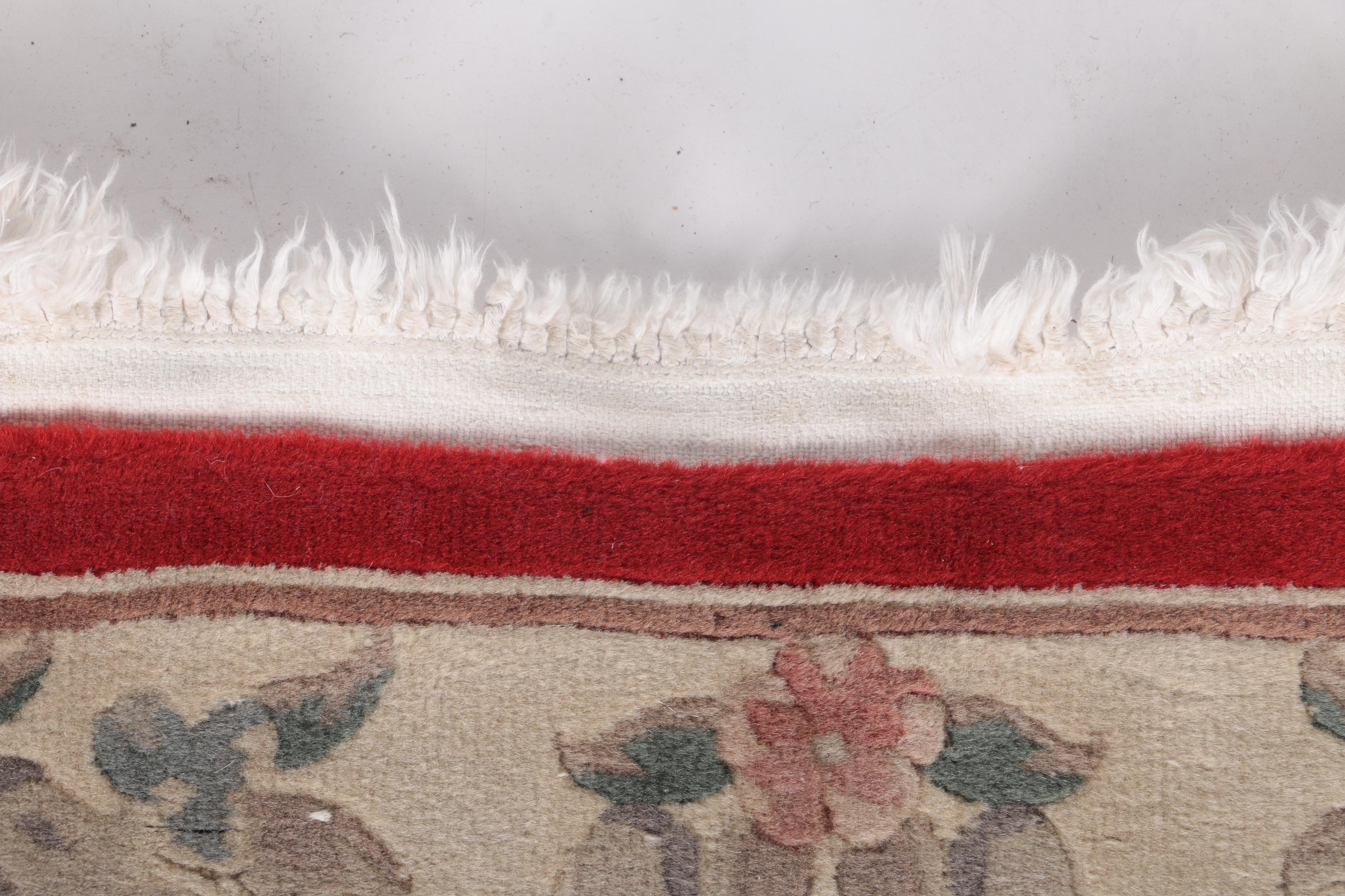 Hand-Knotted Chinese Floral Carved Area Rug | EBTH