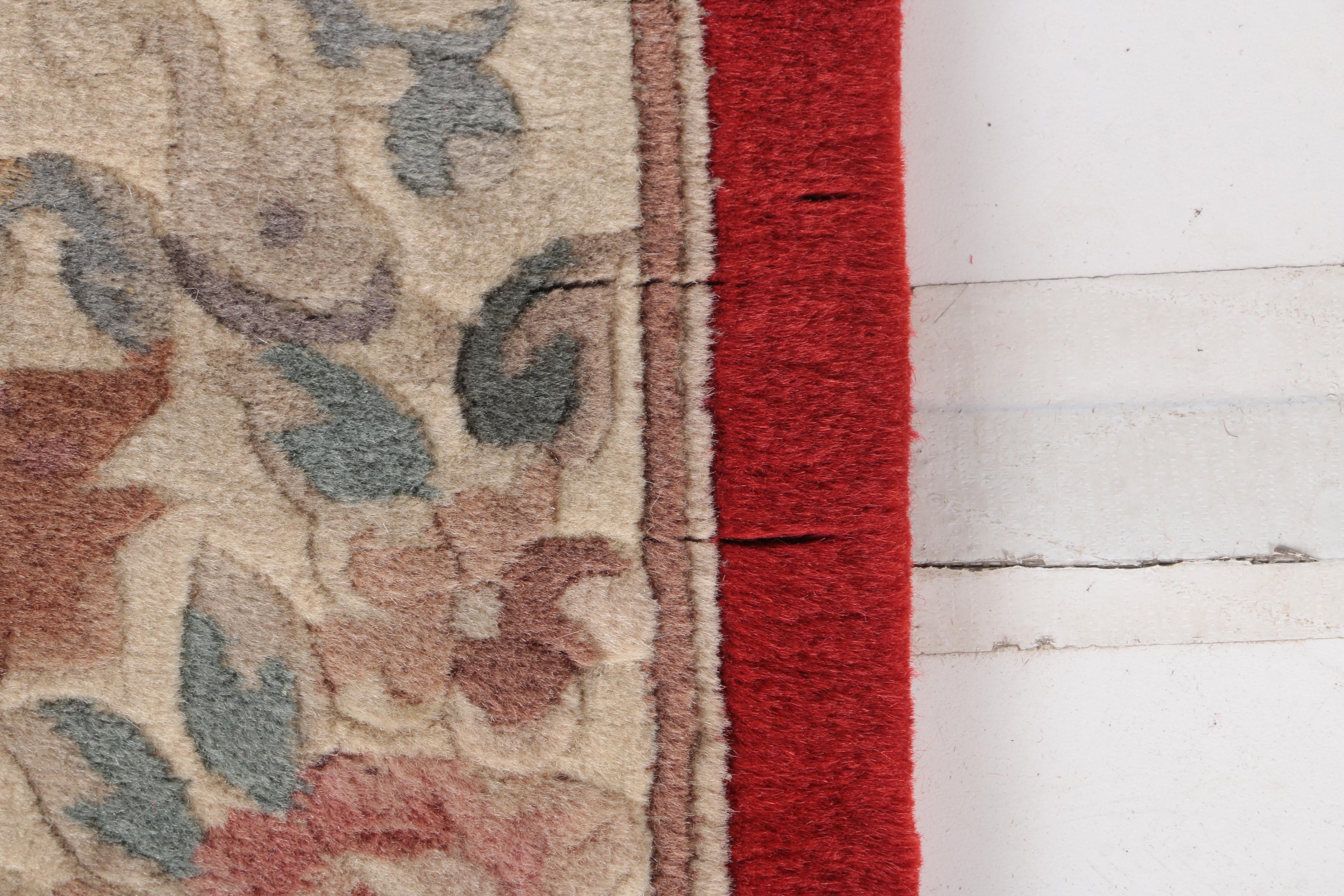 Hand-Knotted Chinese Floral Carved Area Rug | EBTH