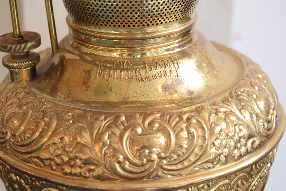 Miller Lamp Co. Electrified Antique Oil Lamp Sconce | EBTH