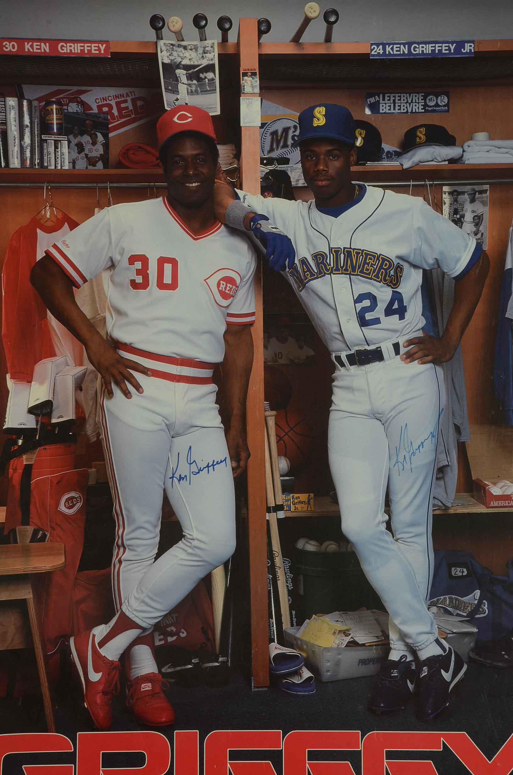 Ken Griffey Jr. and Griffey Sr. Autographed Poster COA | EBTH