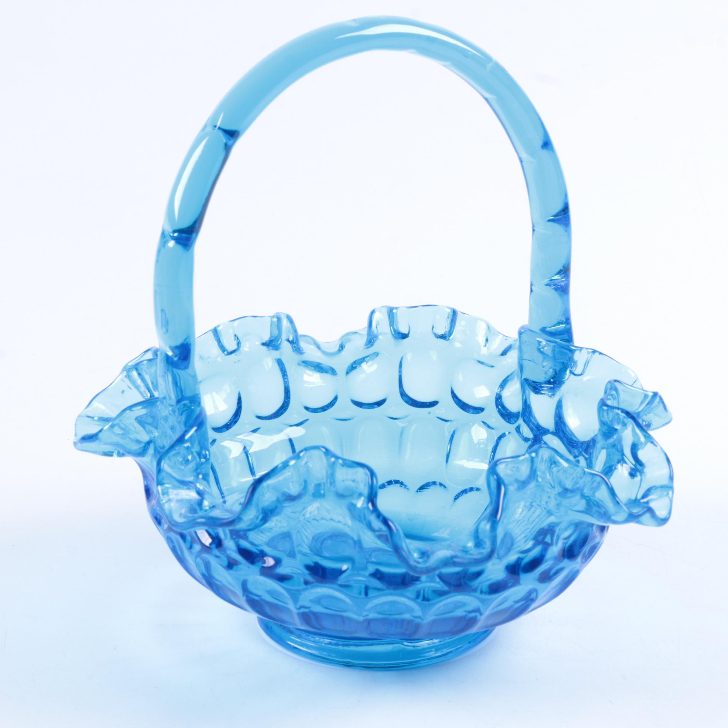 Blue Glass Basket : EBTH