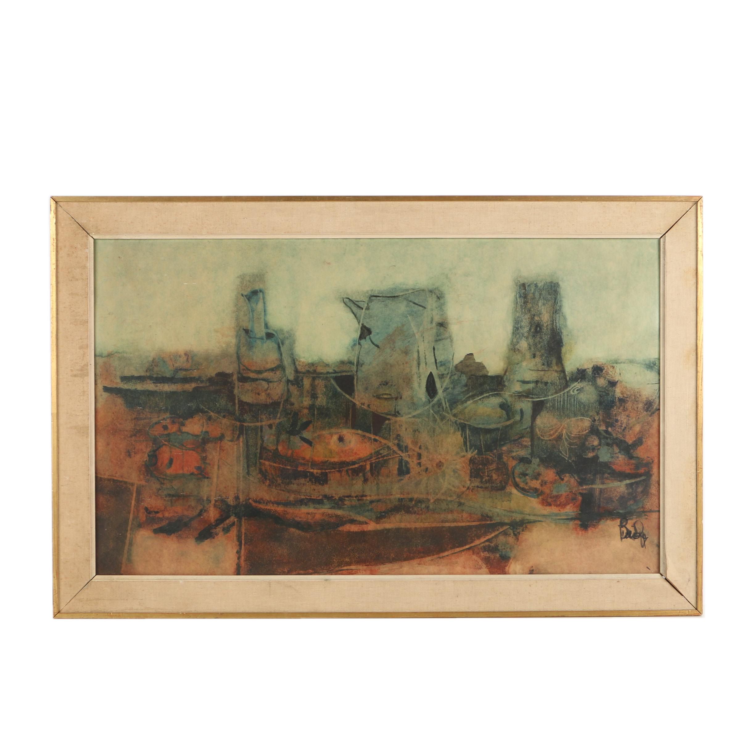 Donald Purdy Mixed Media and Oil Painting of Abstract Composition | EBTH