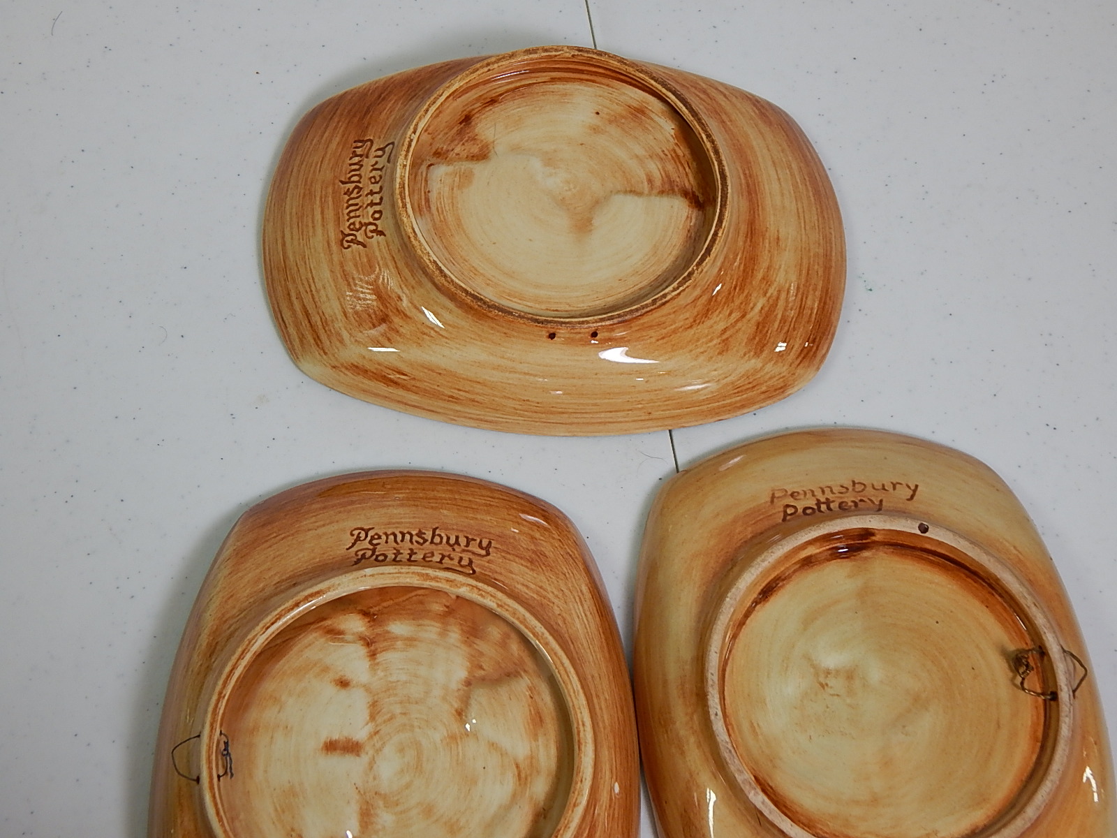 Three Railroad Glazed Ceramic Trays from Pennsbury Pottery | EBTH