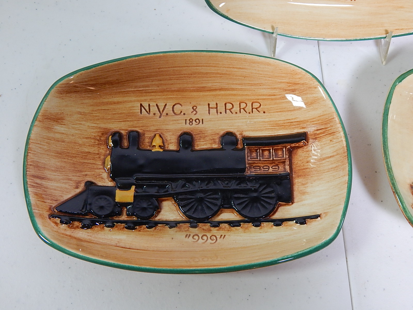 Three Railroad Glazed Ceramic Trays from Pennsbury Pottery | EBTH