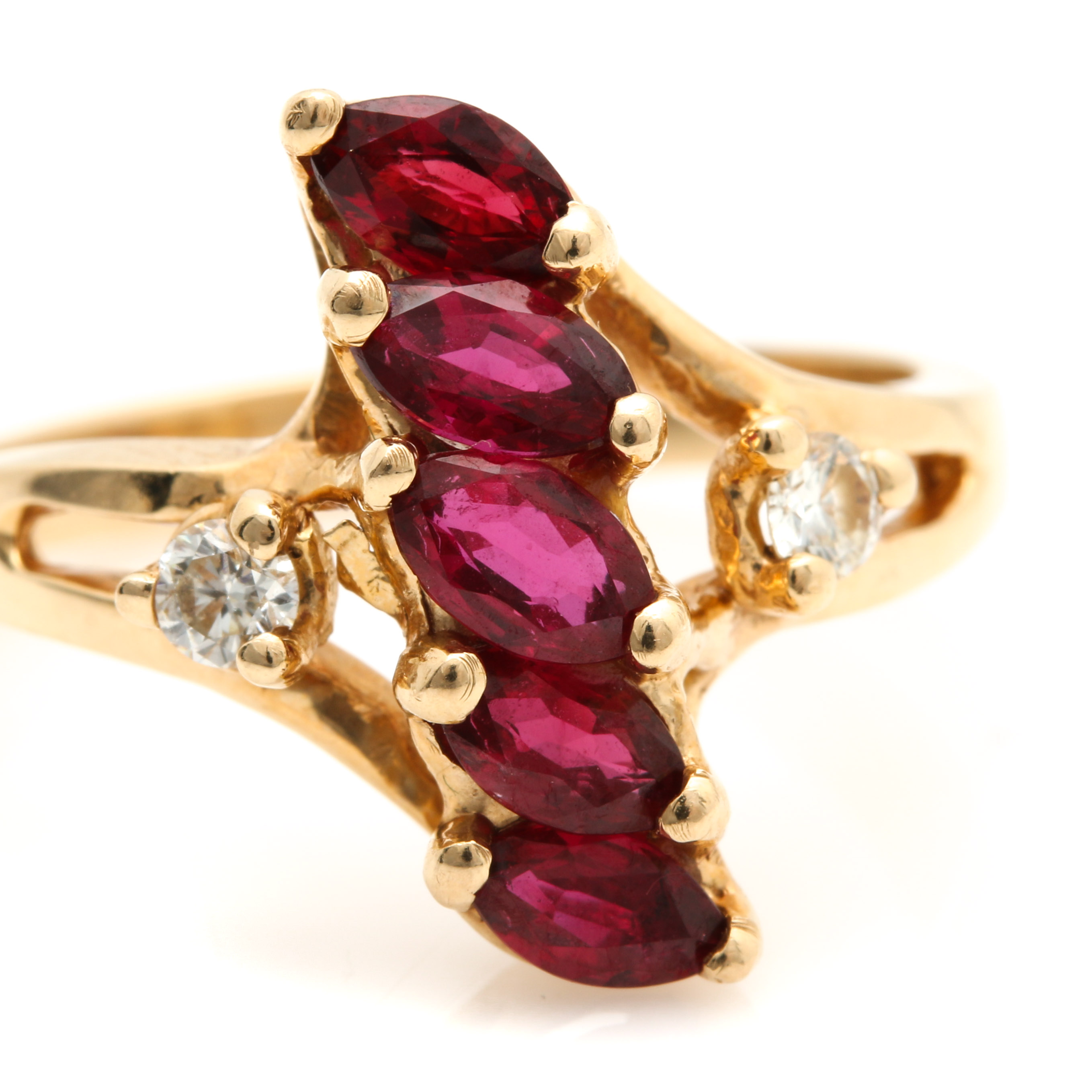 Clyde Duneier 14K Yellow Gold Ruby and Diamond Ring | EBTH