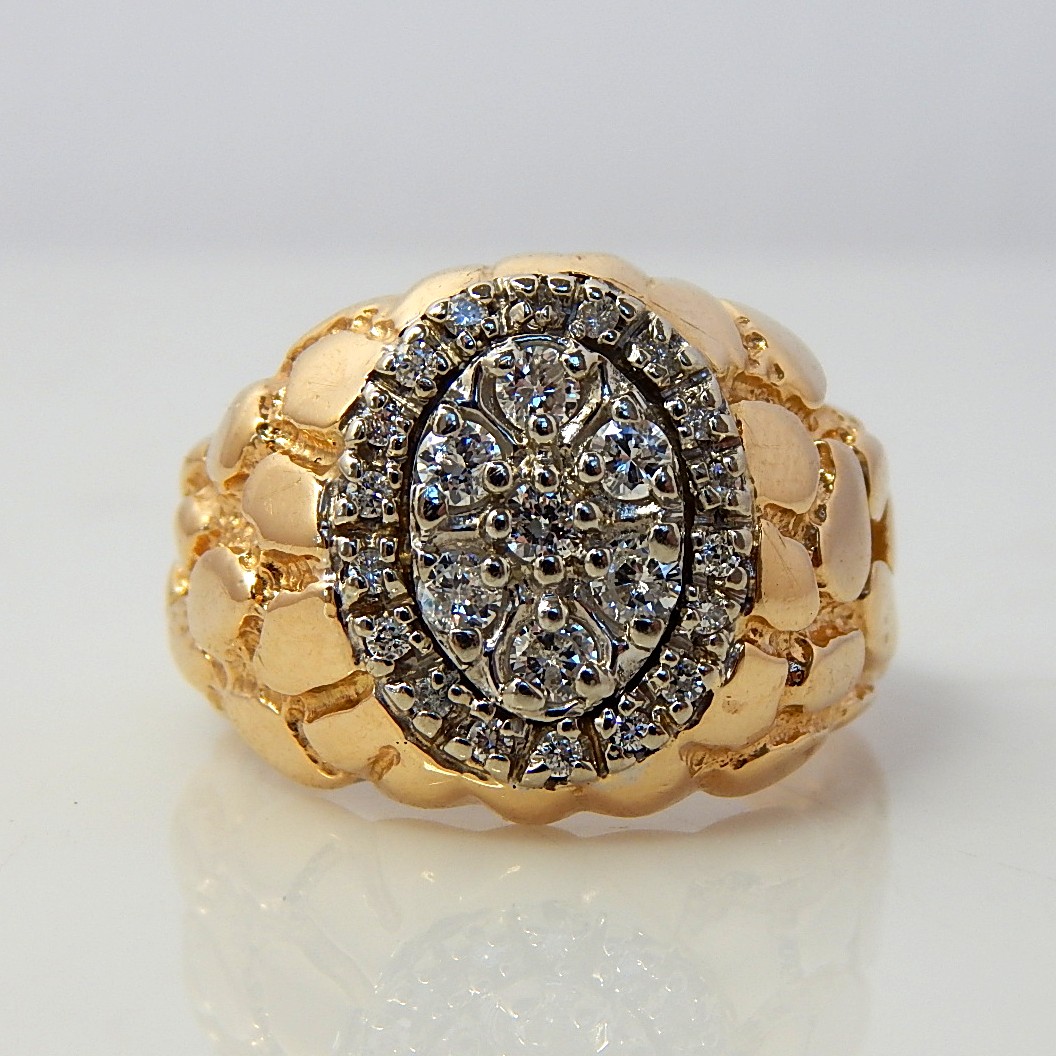 14K Yellow Gold Kentucky Cluster Diamond Nugget Ring | EBTH