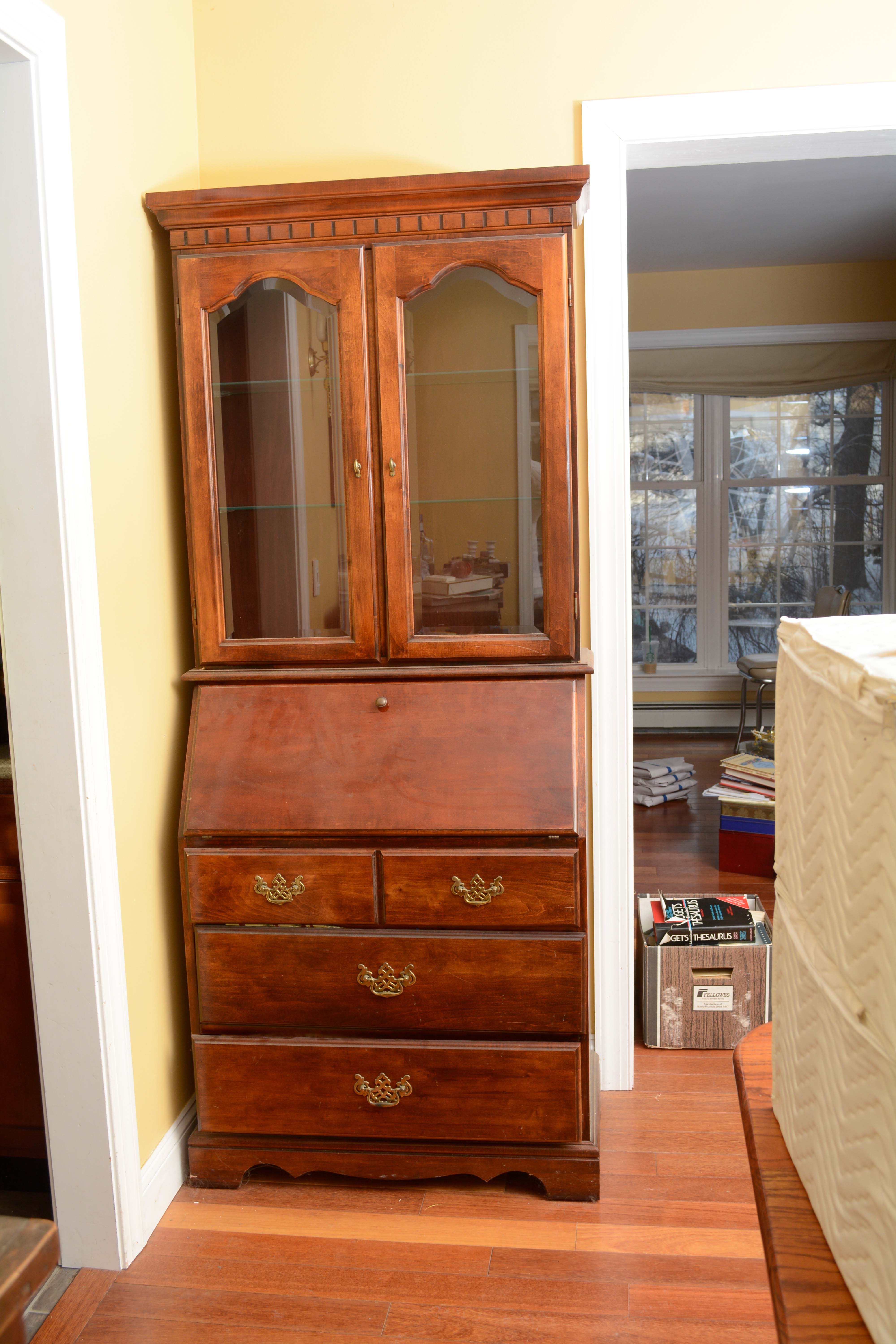 Vintage Colonial Style Maple Hutch with Secretary | EBTH