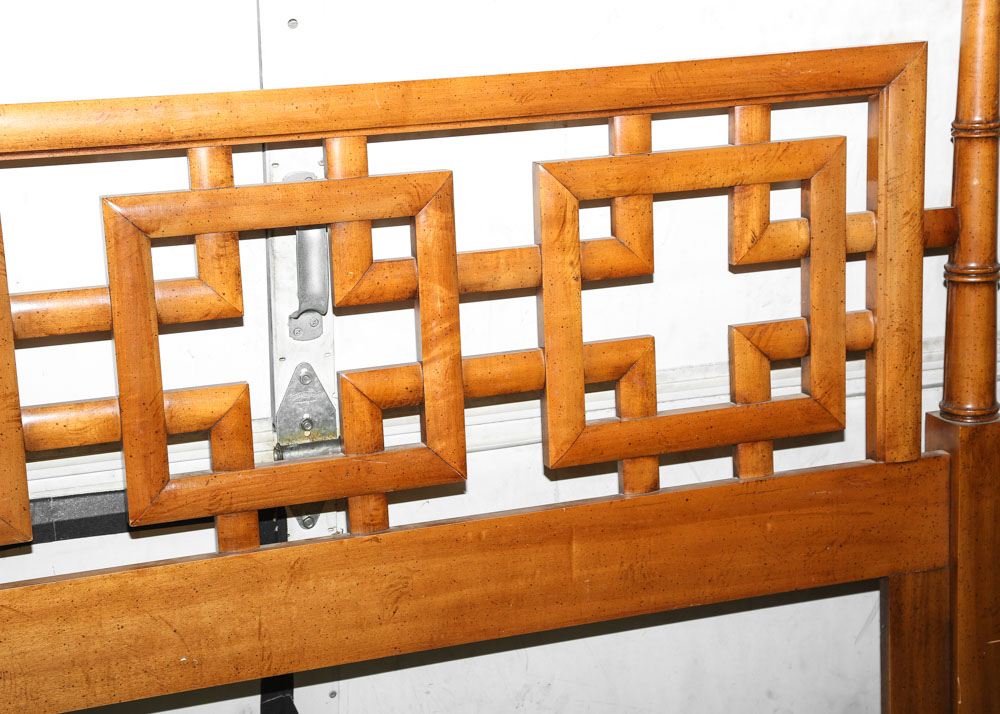 Asian Inspired Queen Size Maple Headboard | EBTH