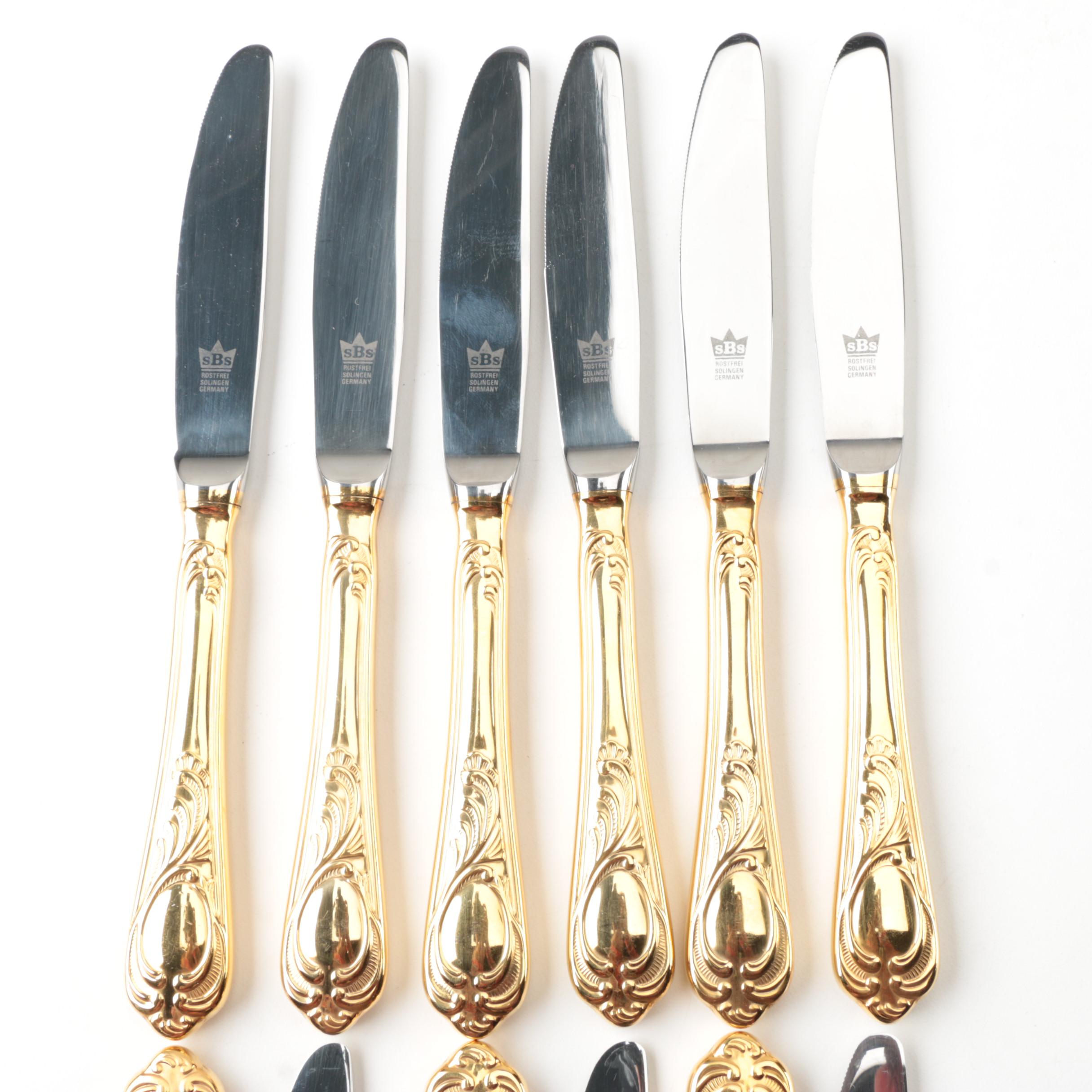 SBS Bestecke Solingen "Wein" Gold-Plated Stainless Flatware Set | EBTH