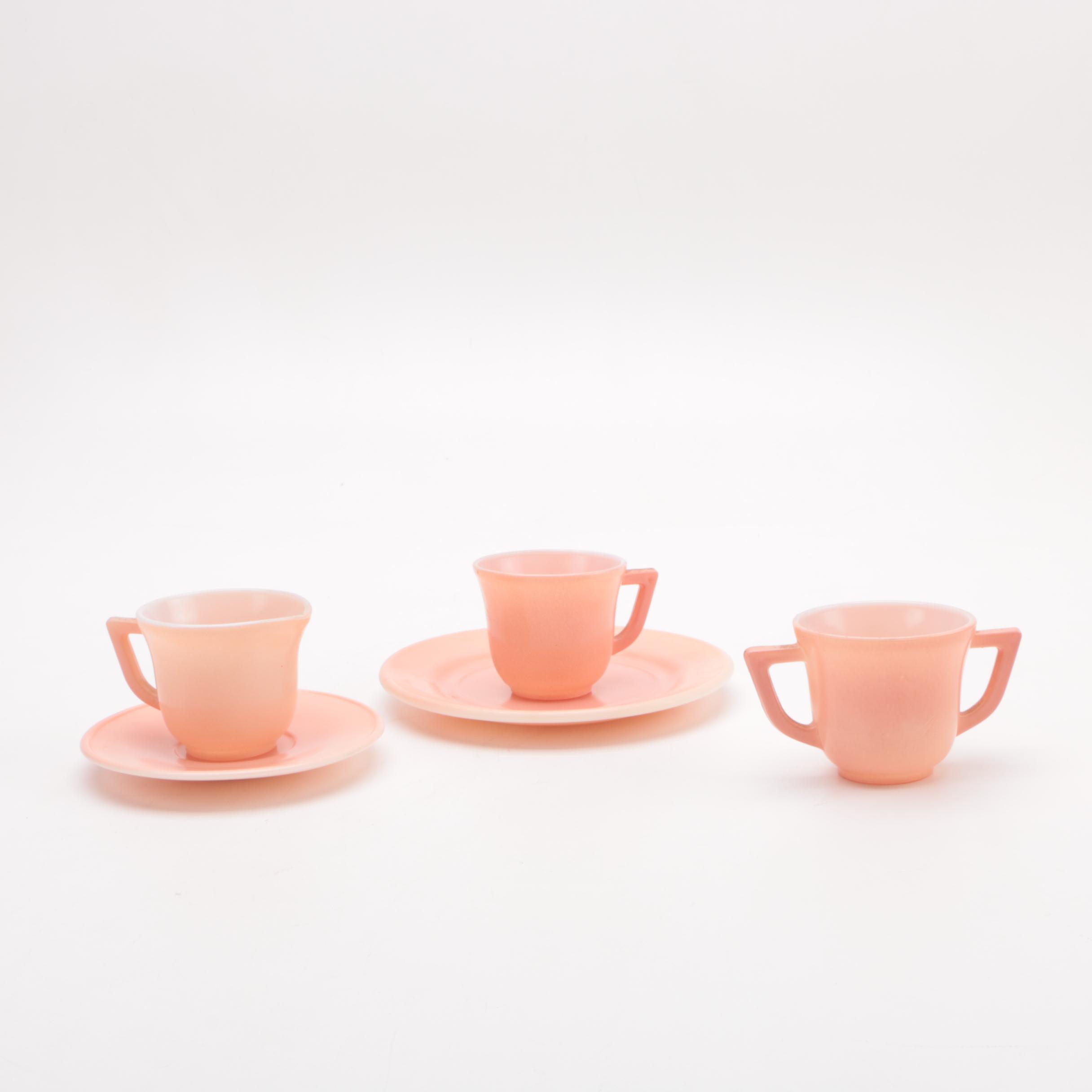 Vintage Pastel Glass Tableware for Four | EBTH