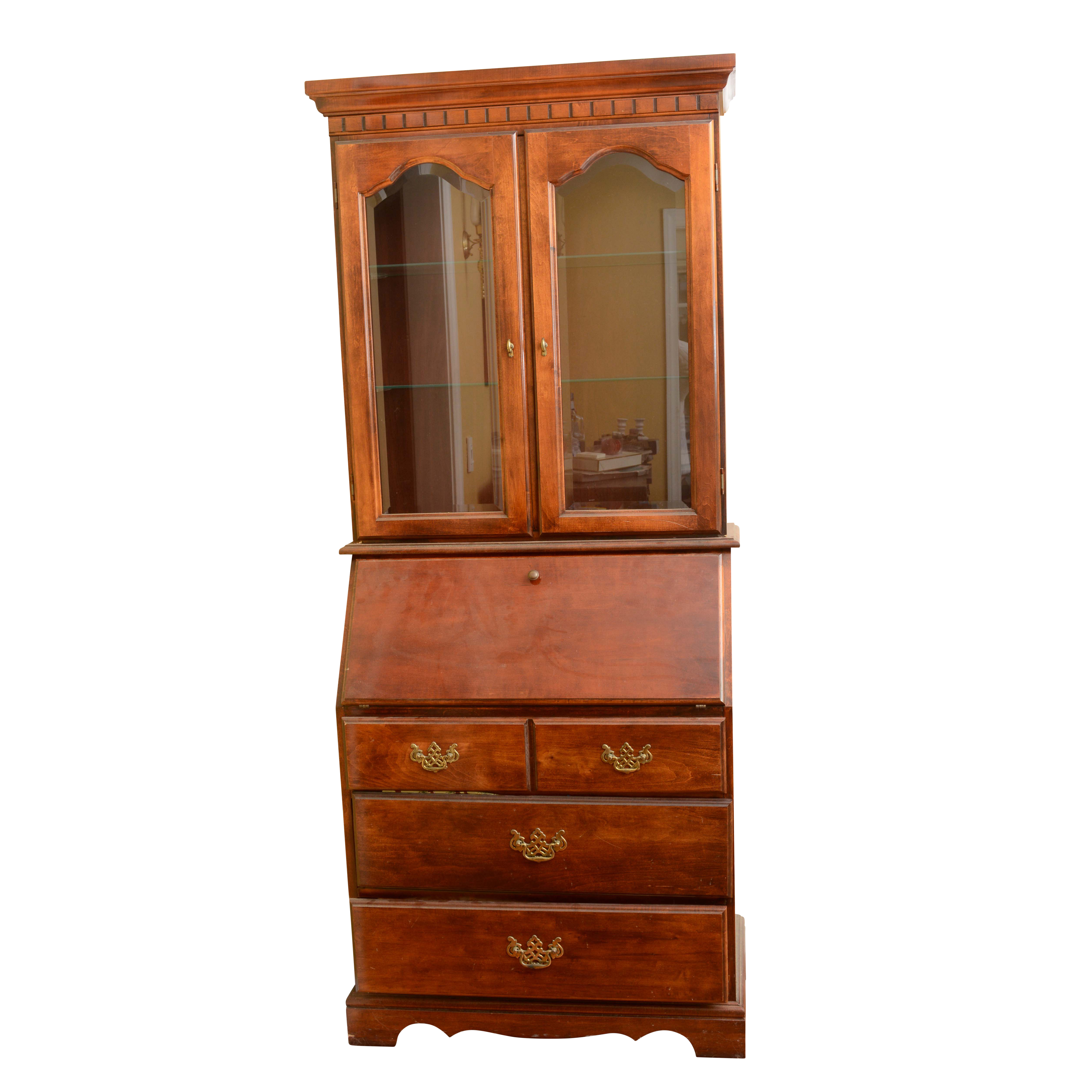 Vintage Colonial Style Maple Hutch with Secretary | EBTH