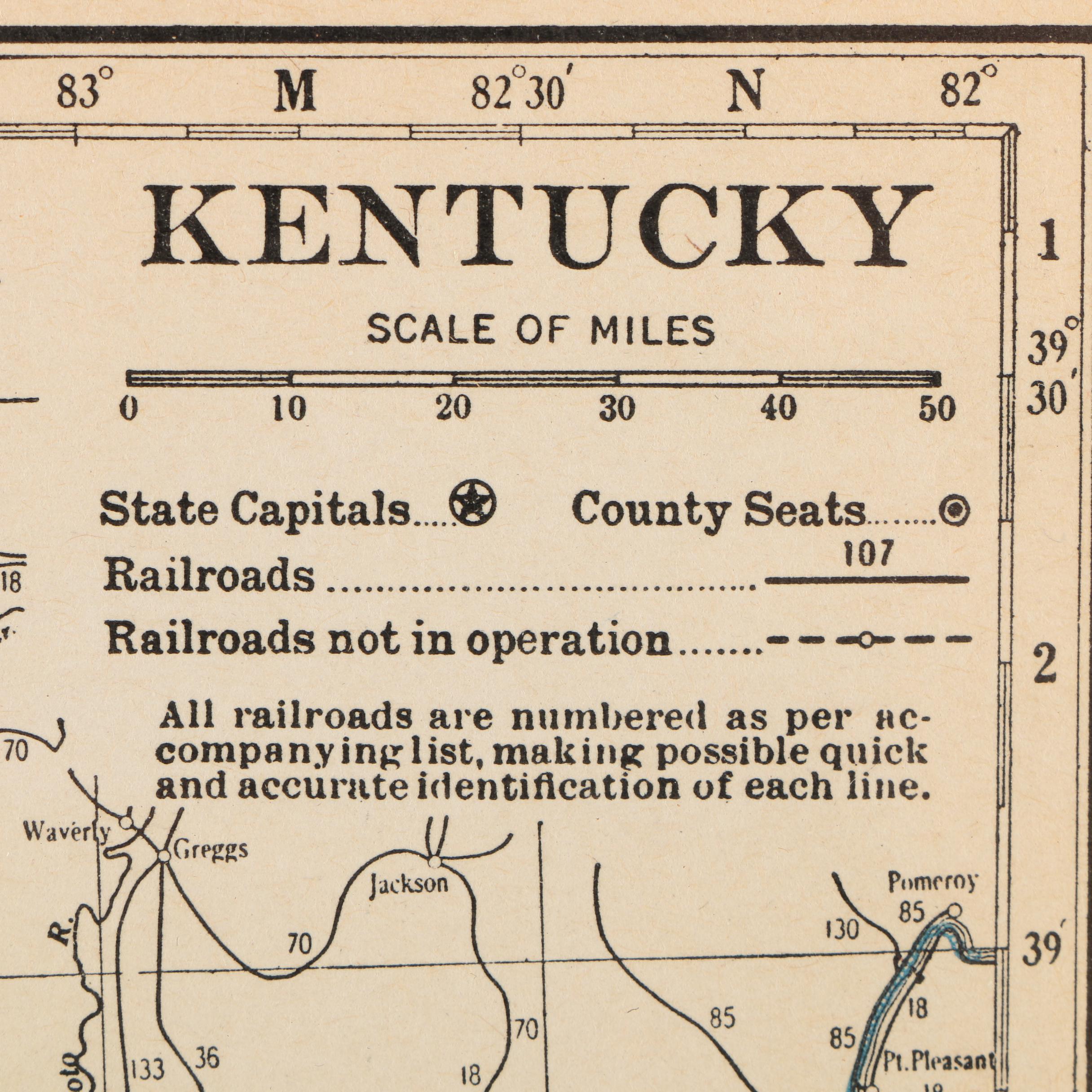 1939 Hammond's County Map of Kentucky Featuring the Railroads | EBTH