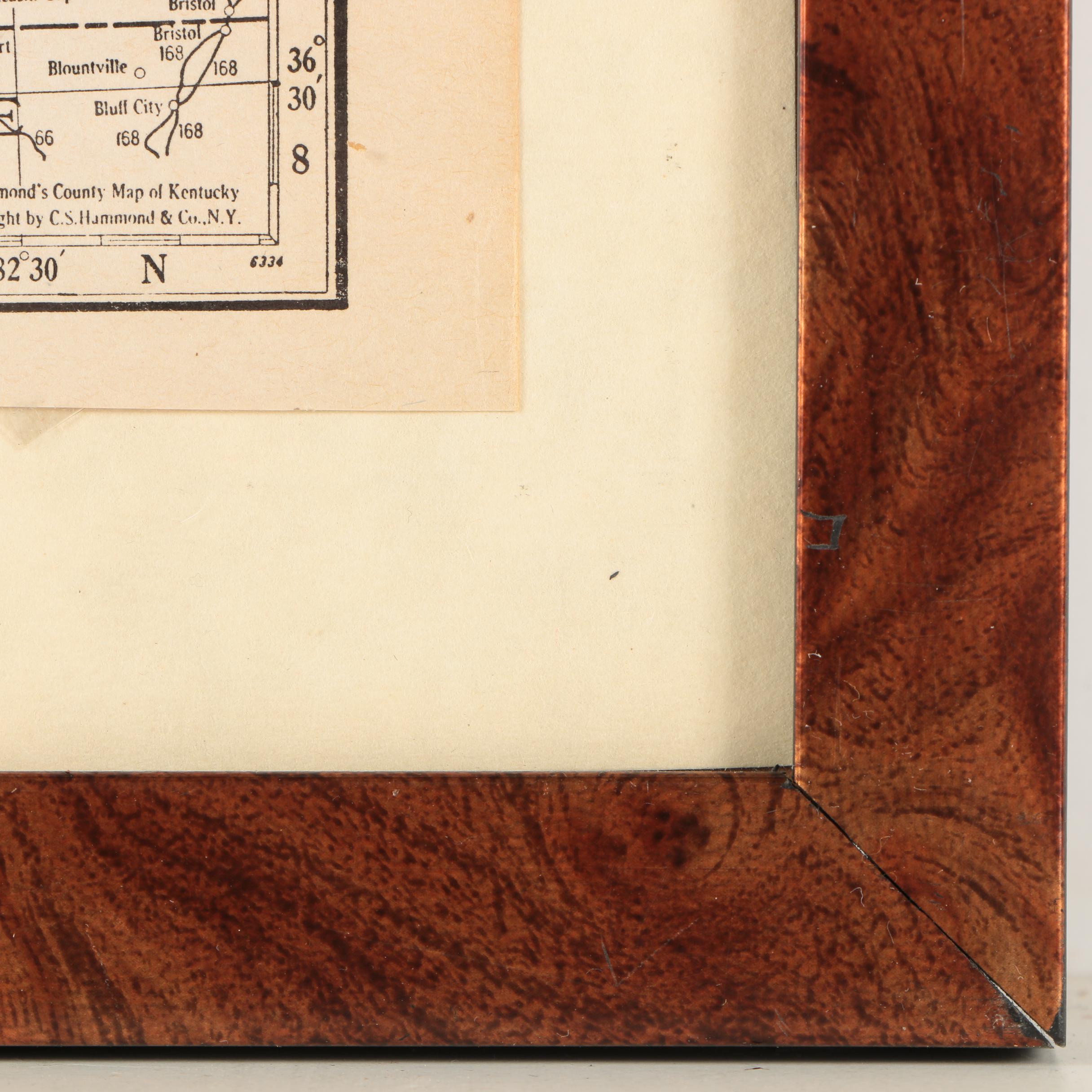 1939 Hammond's County Map of Kentucky Featuring the Railroads | EBTH