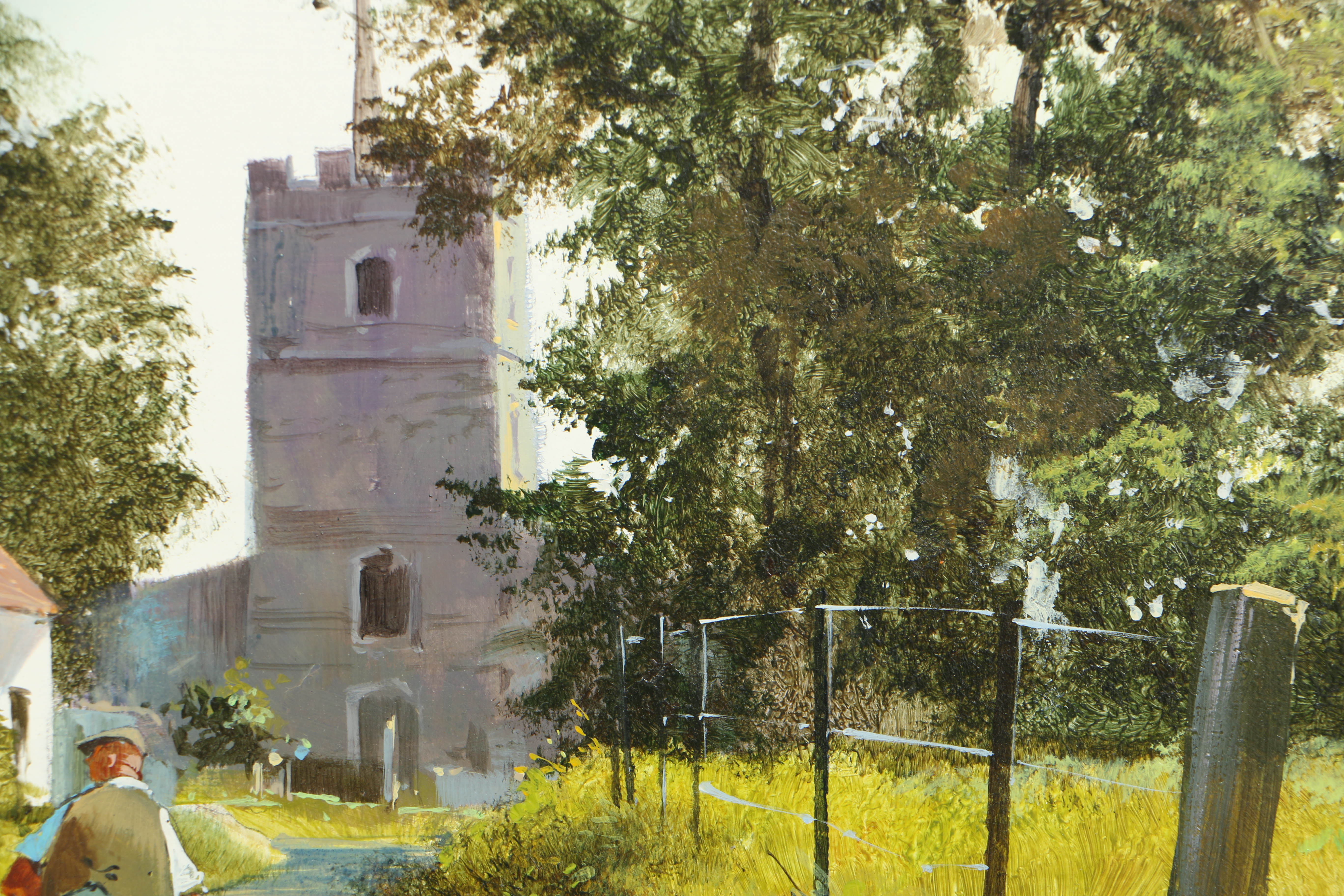 John Haskins Oil Painting on Board of English Street Scene | EBTH