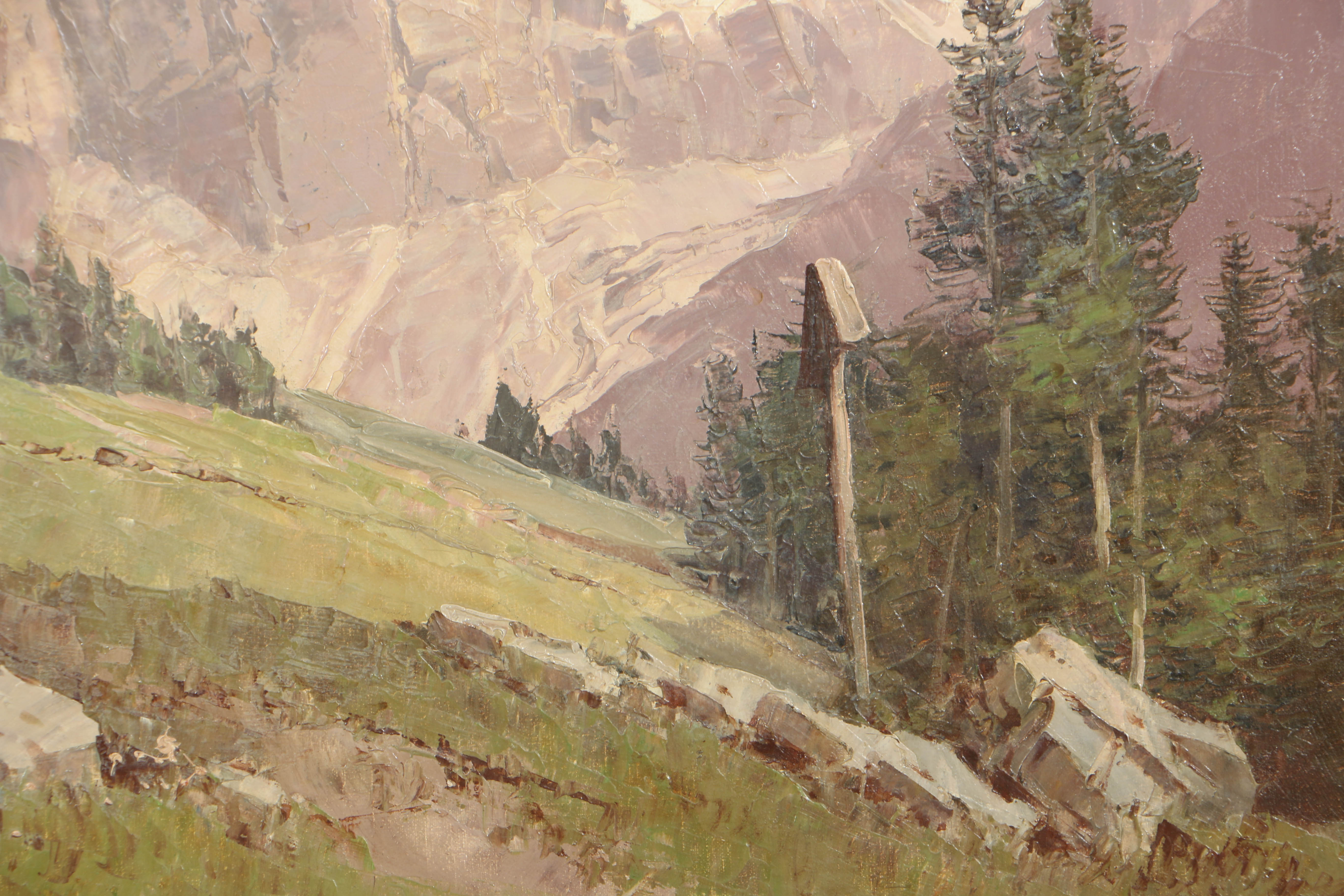 Ernst Carl Walter Retzlaff Oil Painting on Canvas of Swiss Alps ...