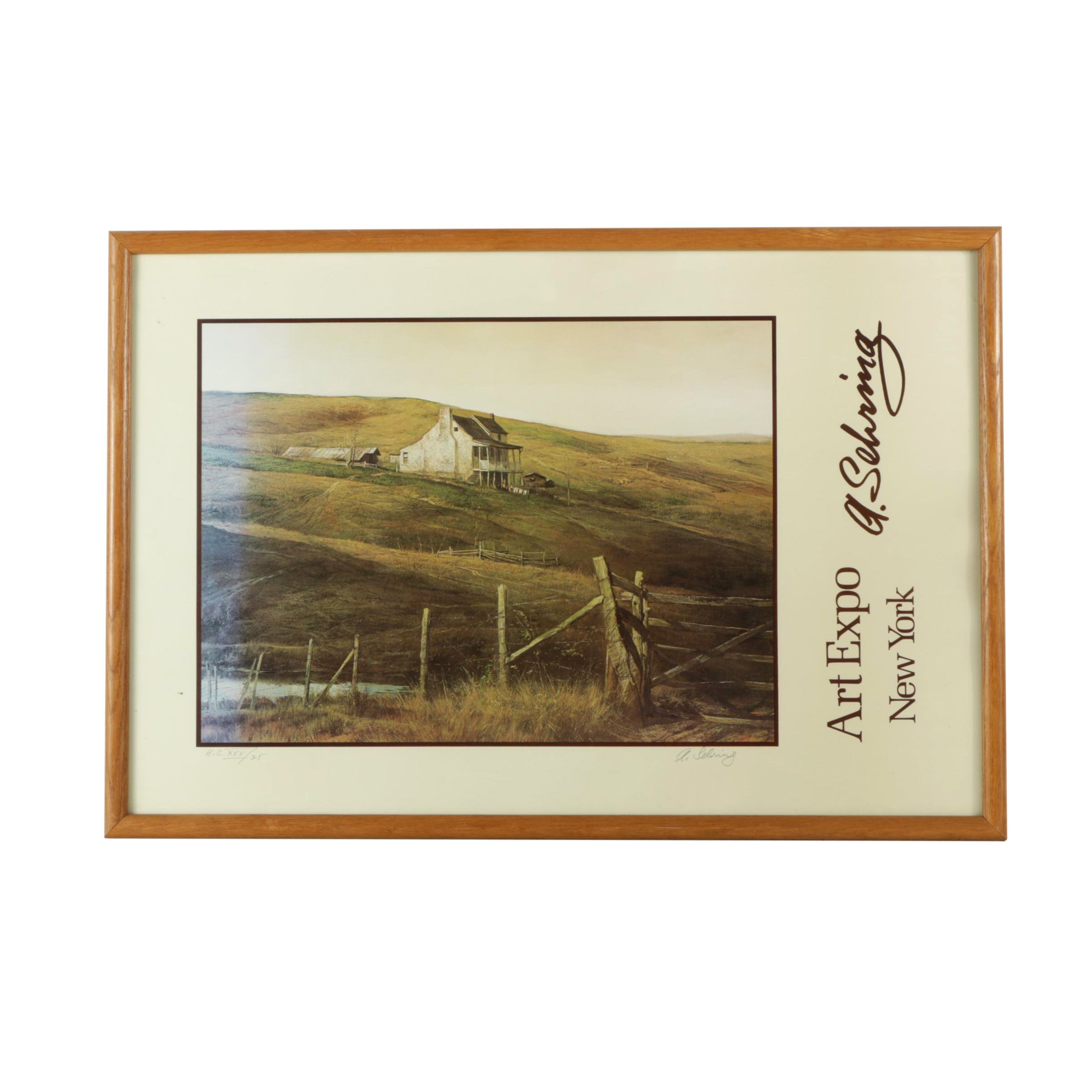 Adolf Sehring Limited Edition Reproduction Print of a Rural Landscape ...