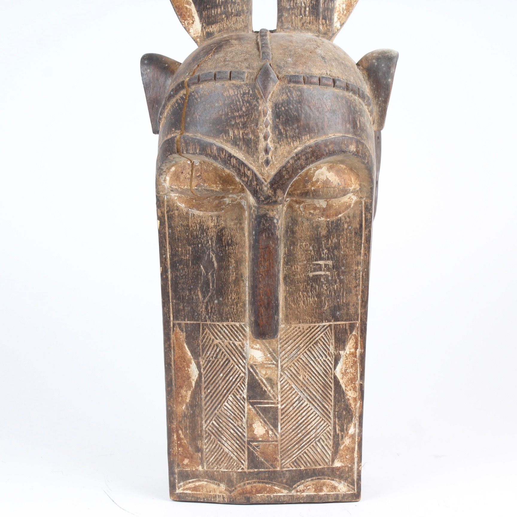 West African Carved Wooden Horned Mask | EBTH
