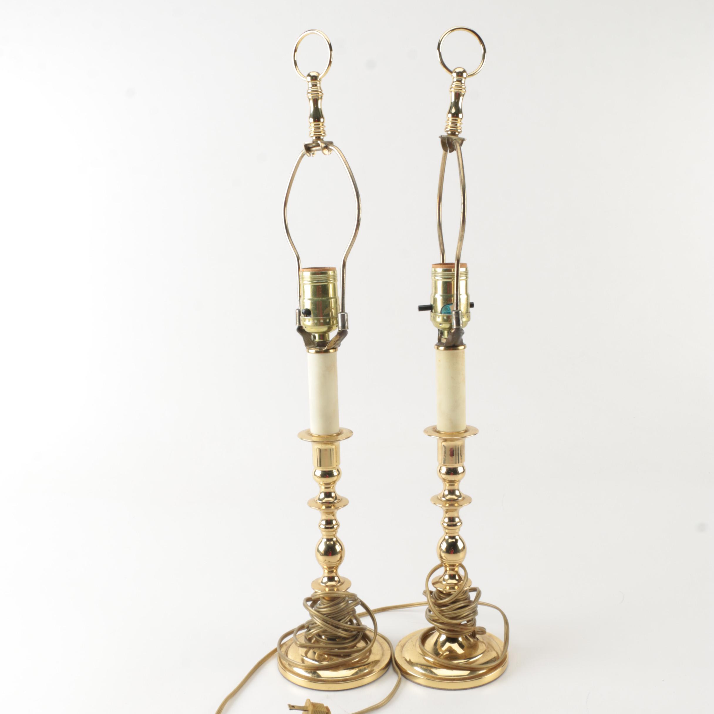 Vintage Baldwin Brass Candlestick Table Lamps | EBTH