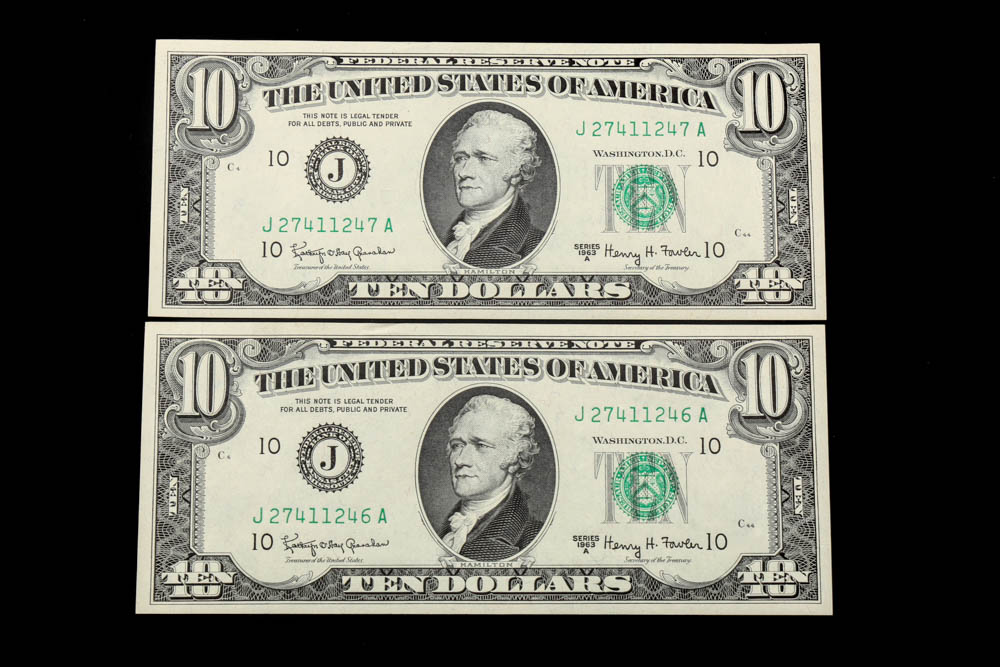 1963 Sequential $10 Federal Reserve Notes | EBTH