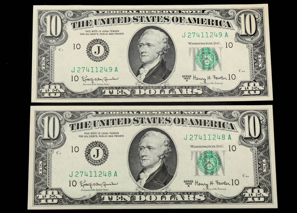1963 Sequential $10 Federal Reserve Notes | EBTH