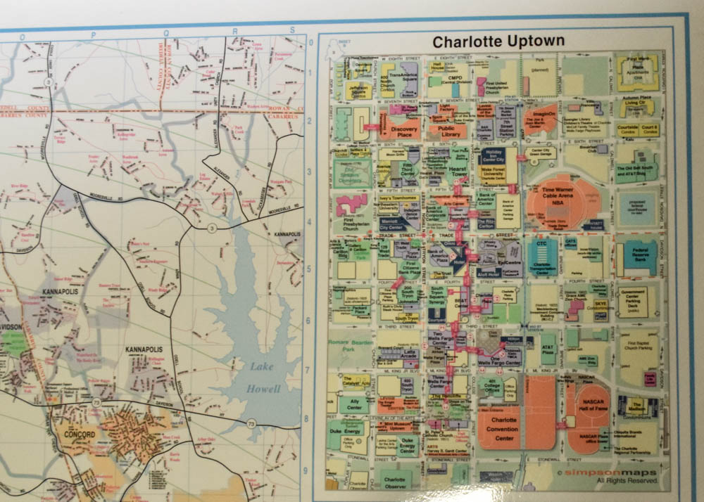 Unframed, Laminated Map of Charlotte, North Carolina | EBTH