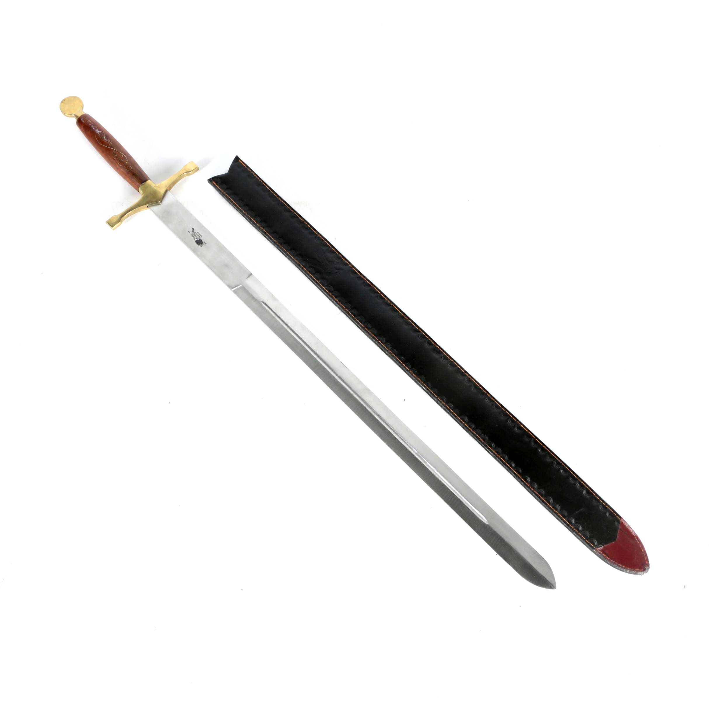 Pakistani Stainless Steel Long Sword with Leather Sheath | EBTH