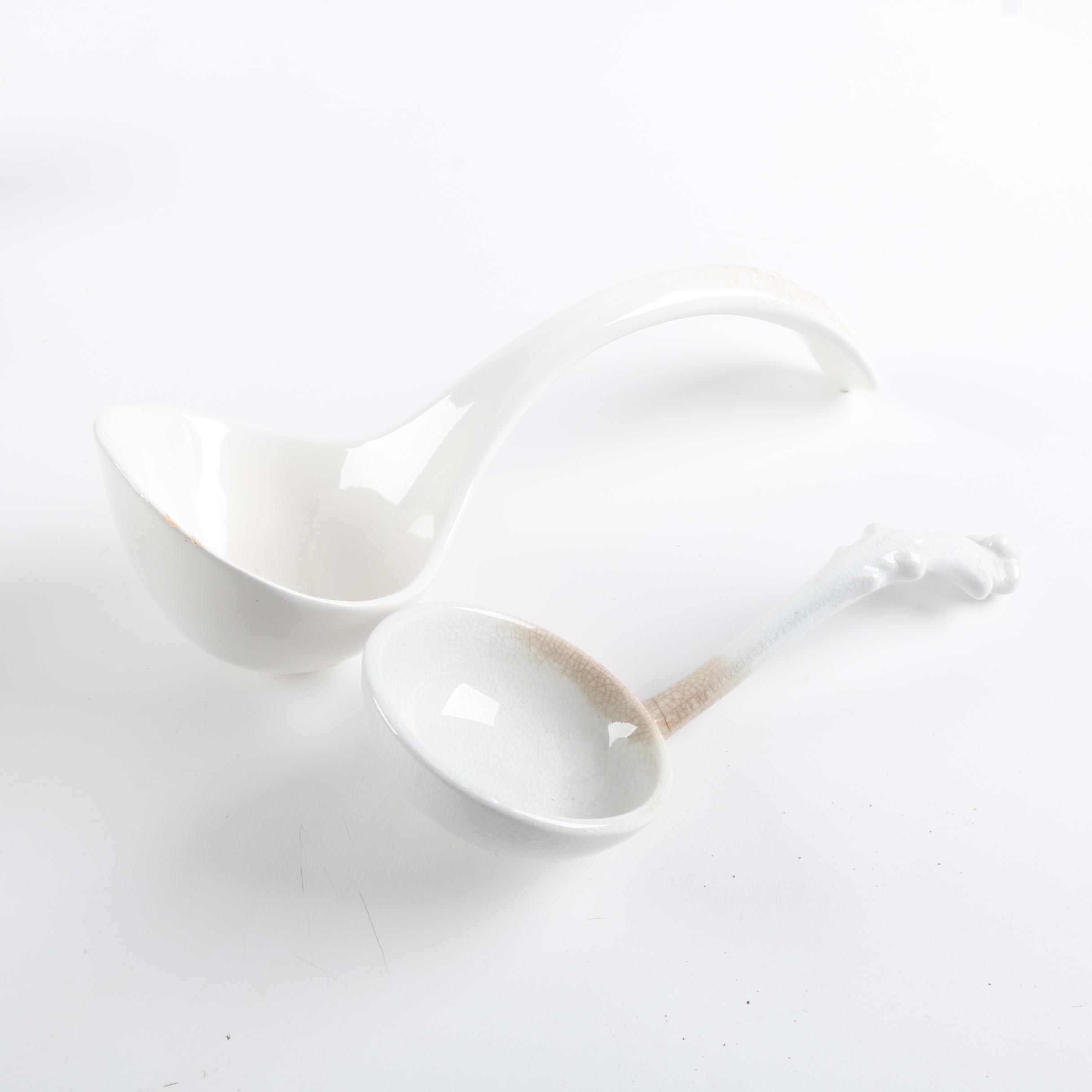 White Ceramic Ladle Pair | EBTH
