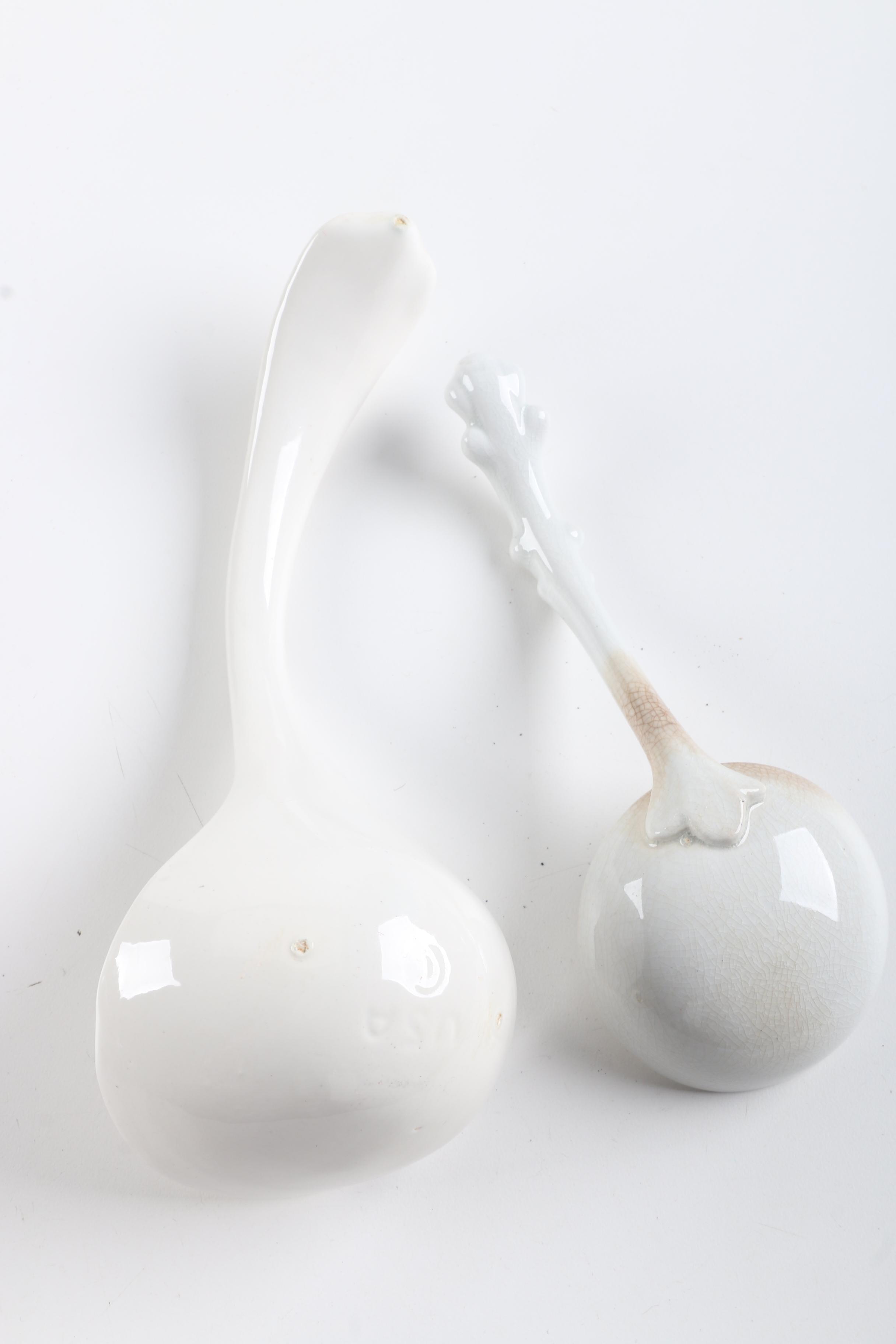 White Ceramic Ladle Pair | EBTH