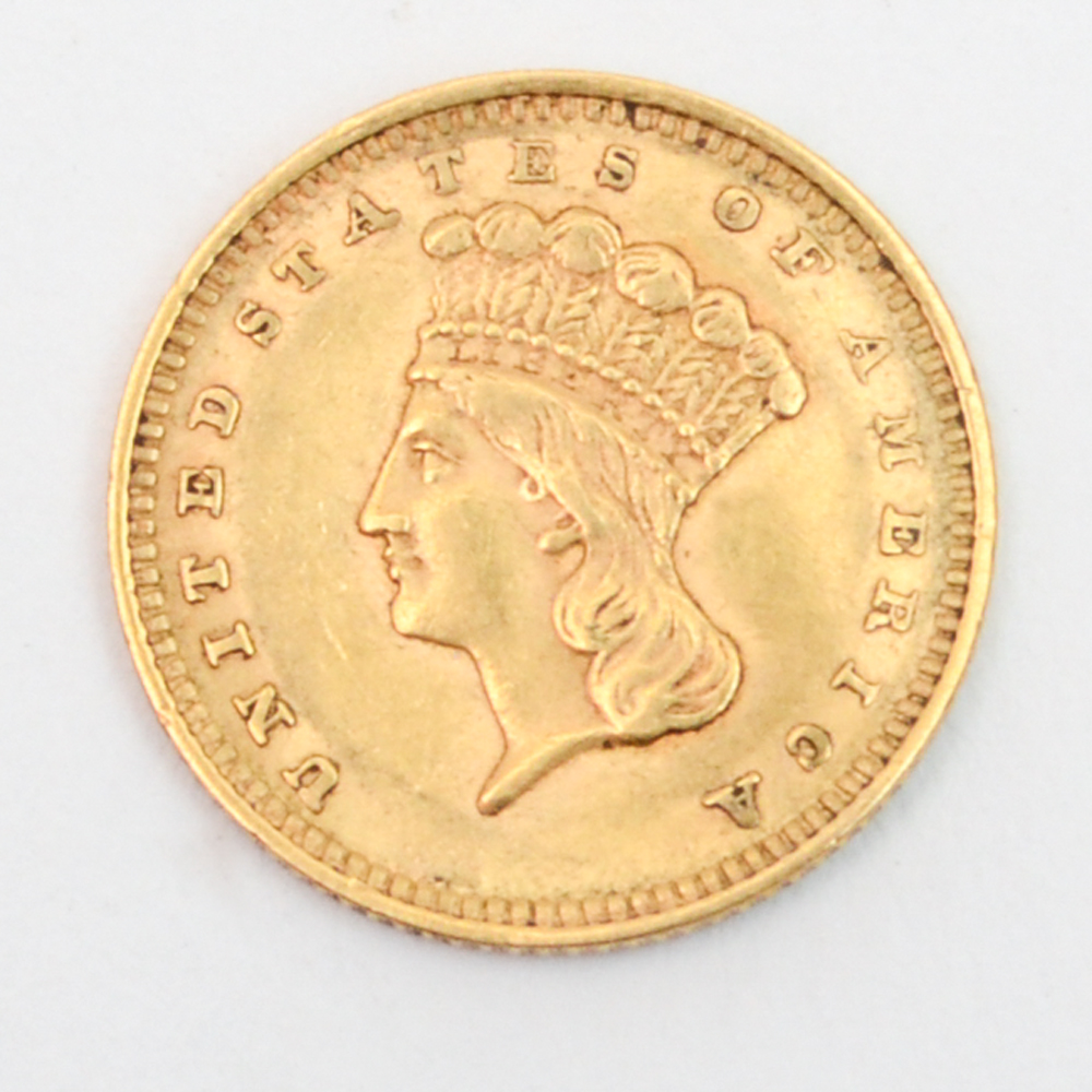 1862 One Dollar Indian Princess Head Gold Coin | EBTH