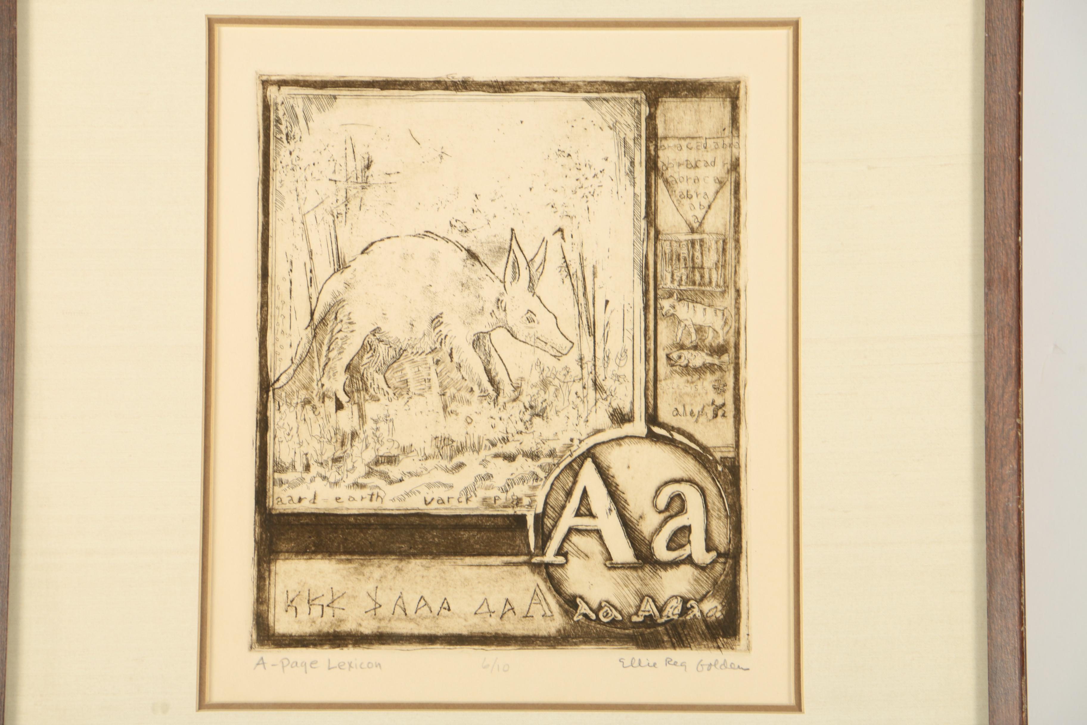 Ellie Rea Golden Limited Edition Etching on Paper "A - Page Lexicon" | EBTH