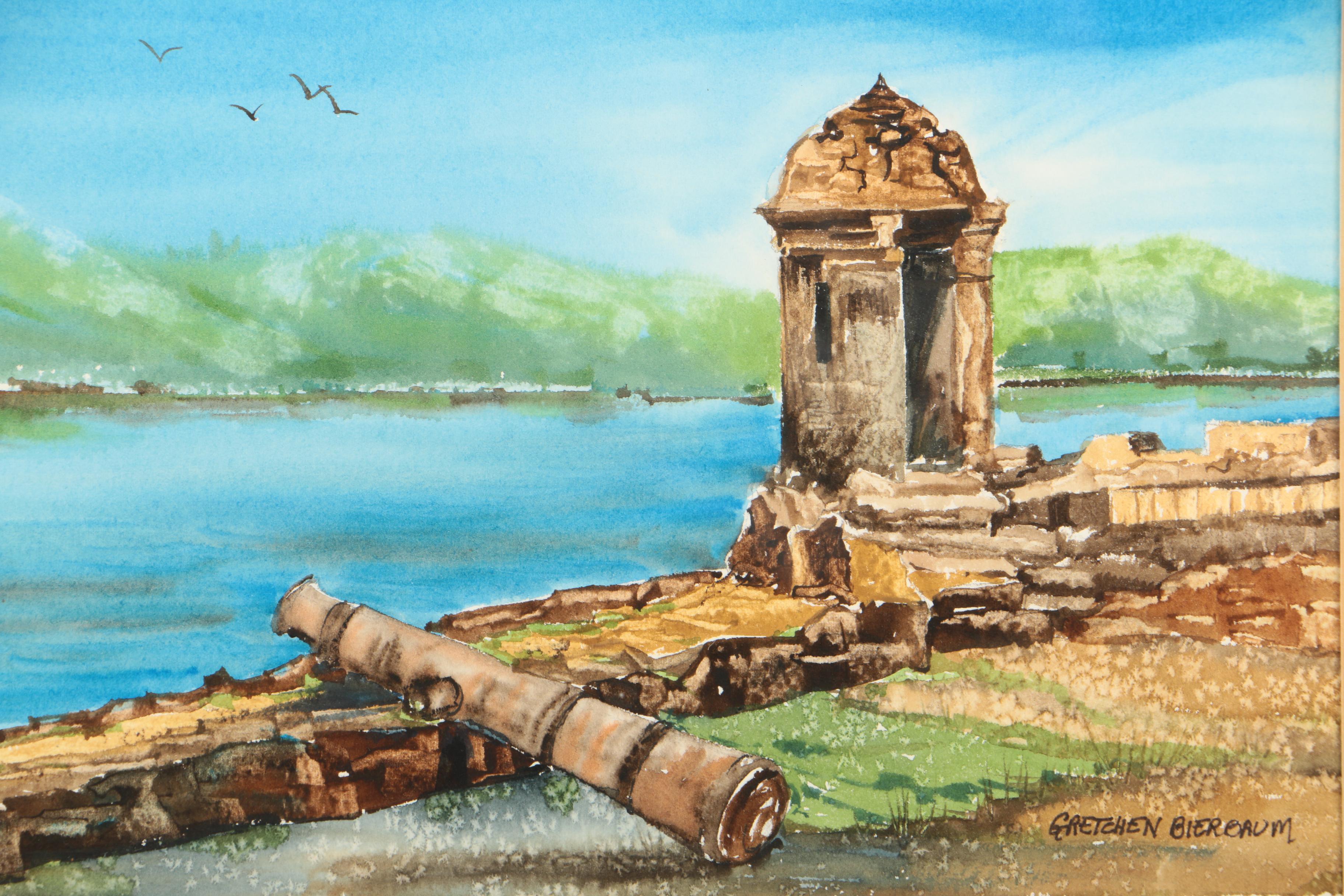 Gretchen Bierbaum Watercolor on Paper of a Waterfront Landscape | EBTH