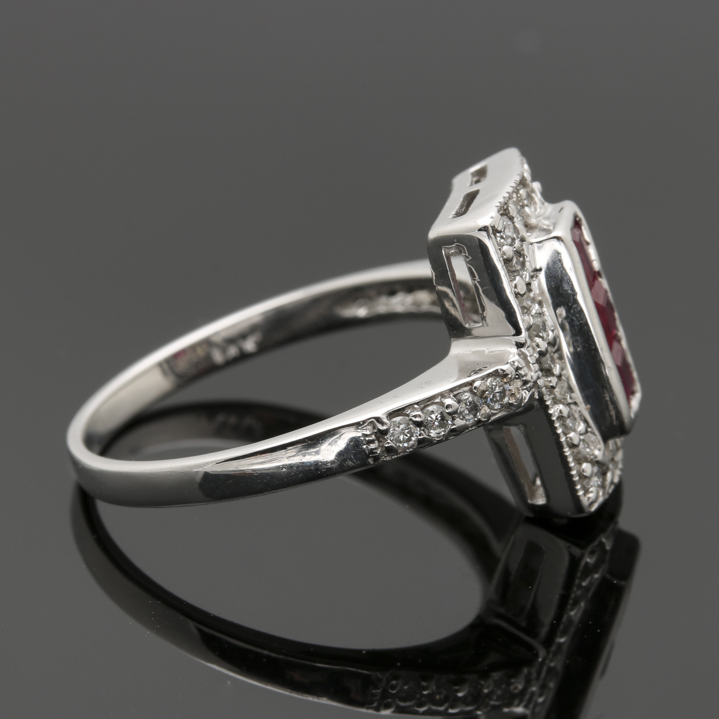 14K White Gold Ruby Diamond Ring | EBTH