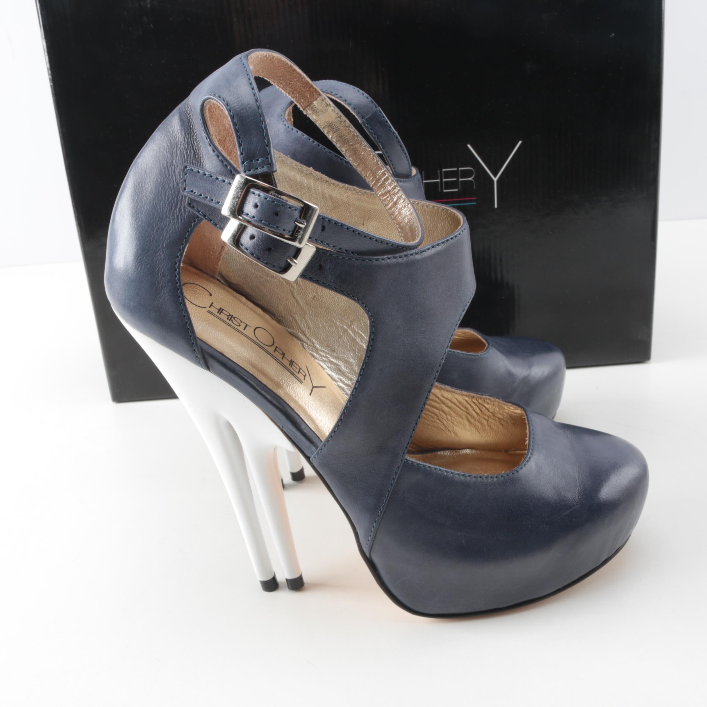 Christopher Coy Dual Heeled Stilettos in Aqua Leather | EBTH