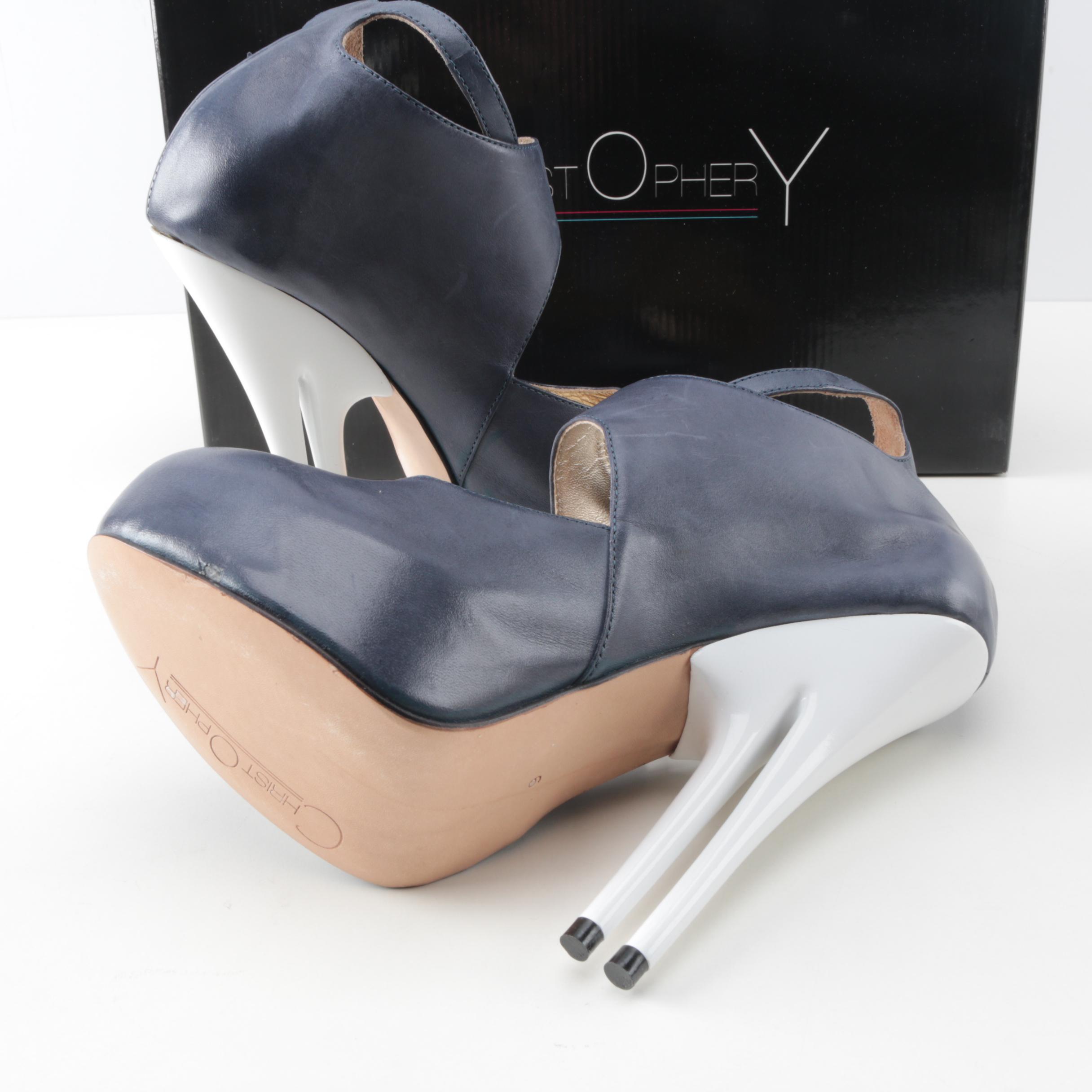 Christopher Coy Dual Heeled Stilettos in Aqua Leather | EBTH