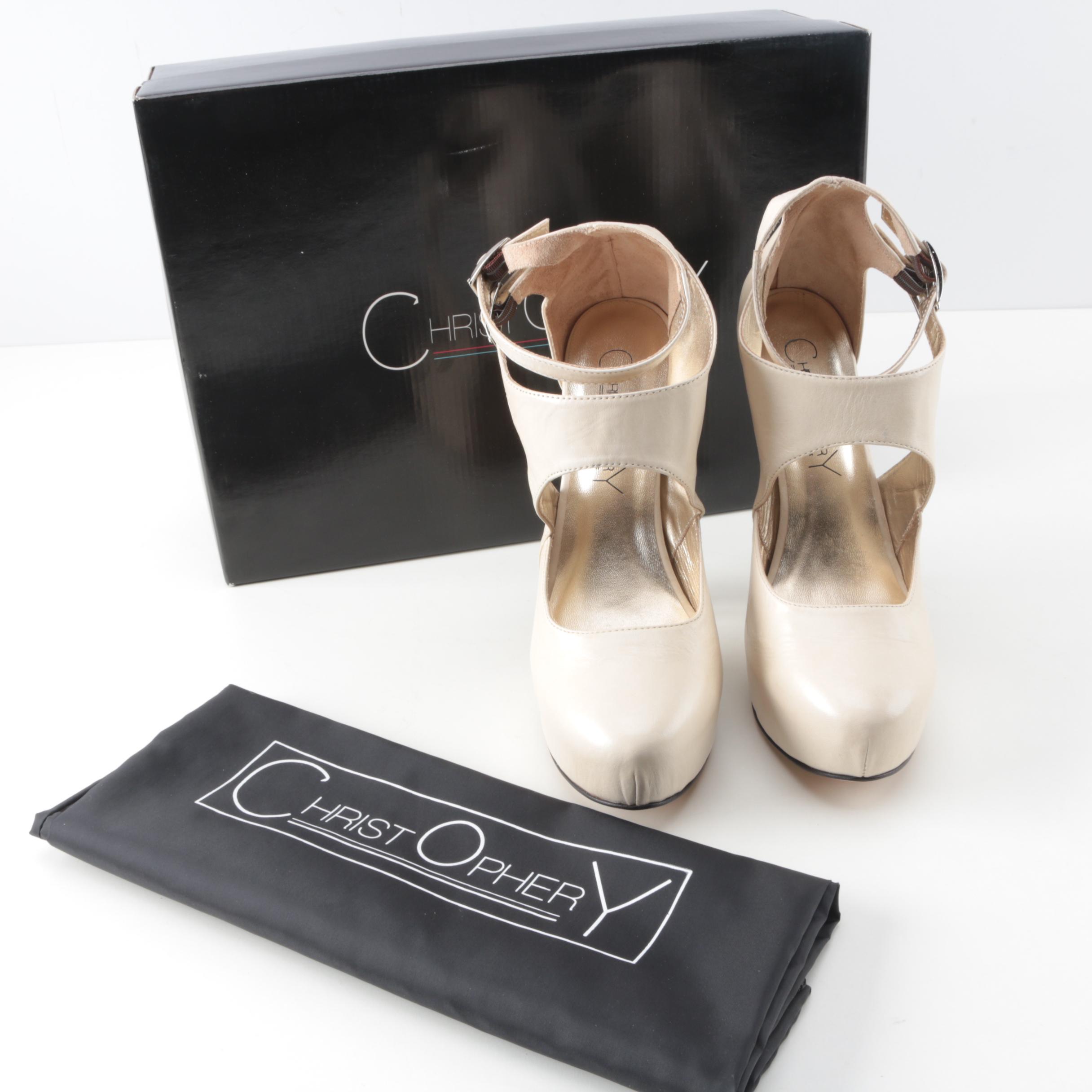 Christopher Coy Dual Heeled Stilettos in Aqua Leather | EBTH