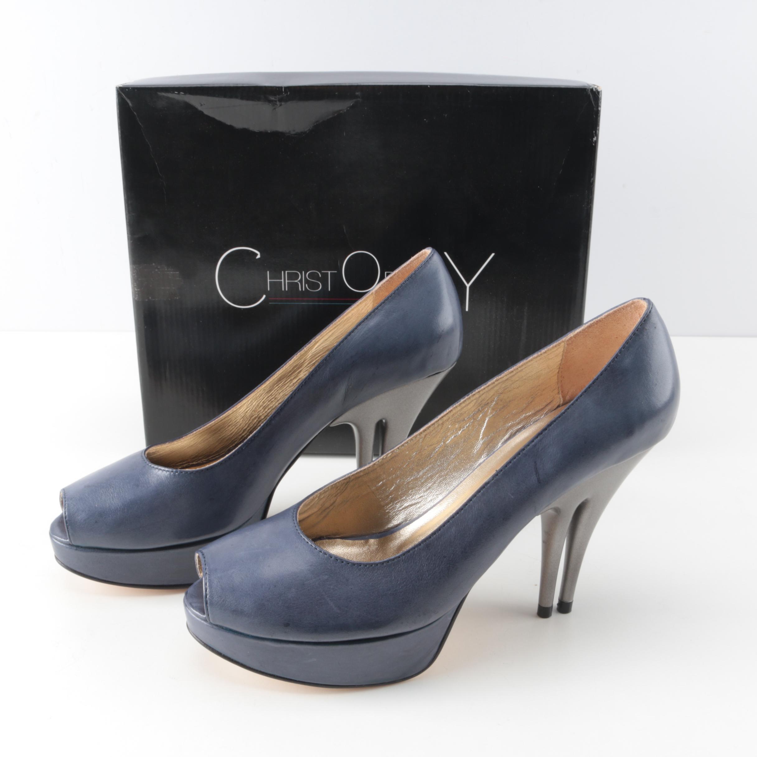 Christopher Coy Dual Heeled Stilettos in Aqua Leather | EBTH