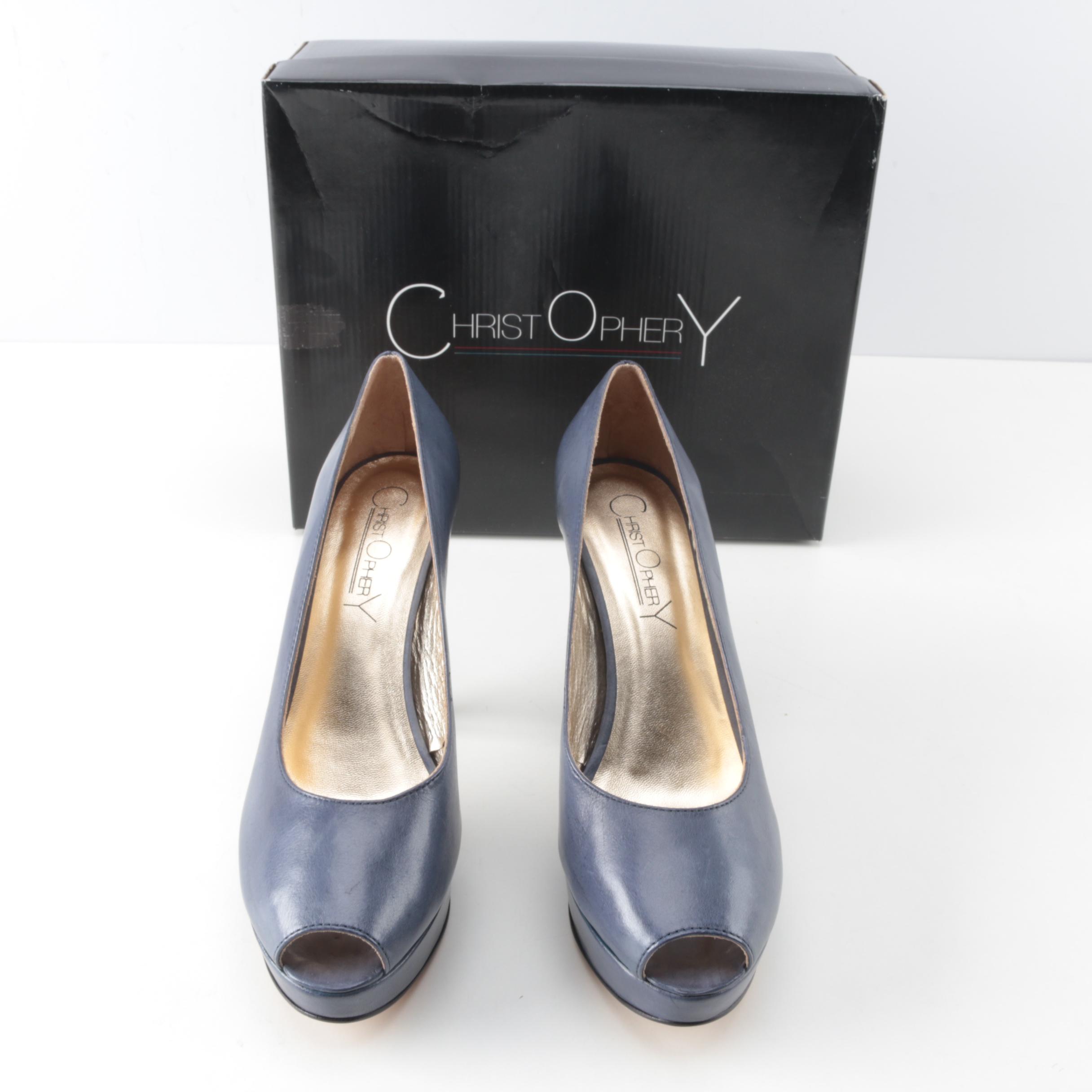 Christopher Coy Dual Heeled Stilettos in Aqua Leather | EBTH