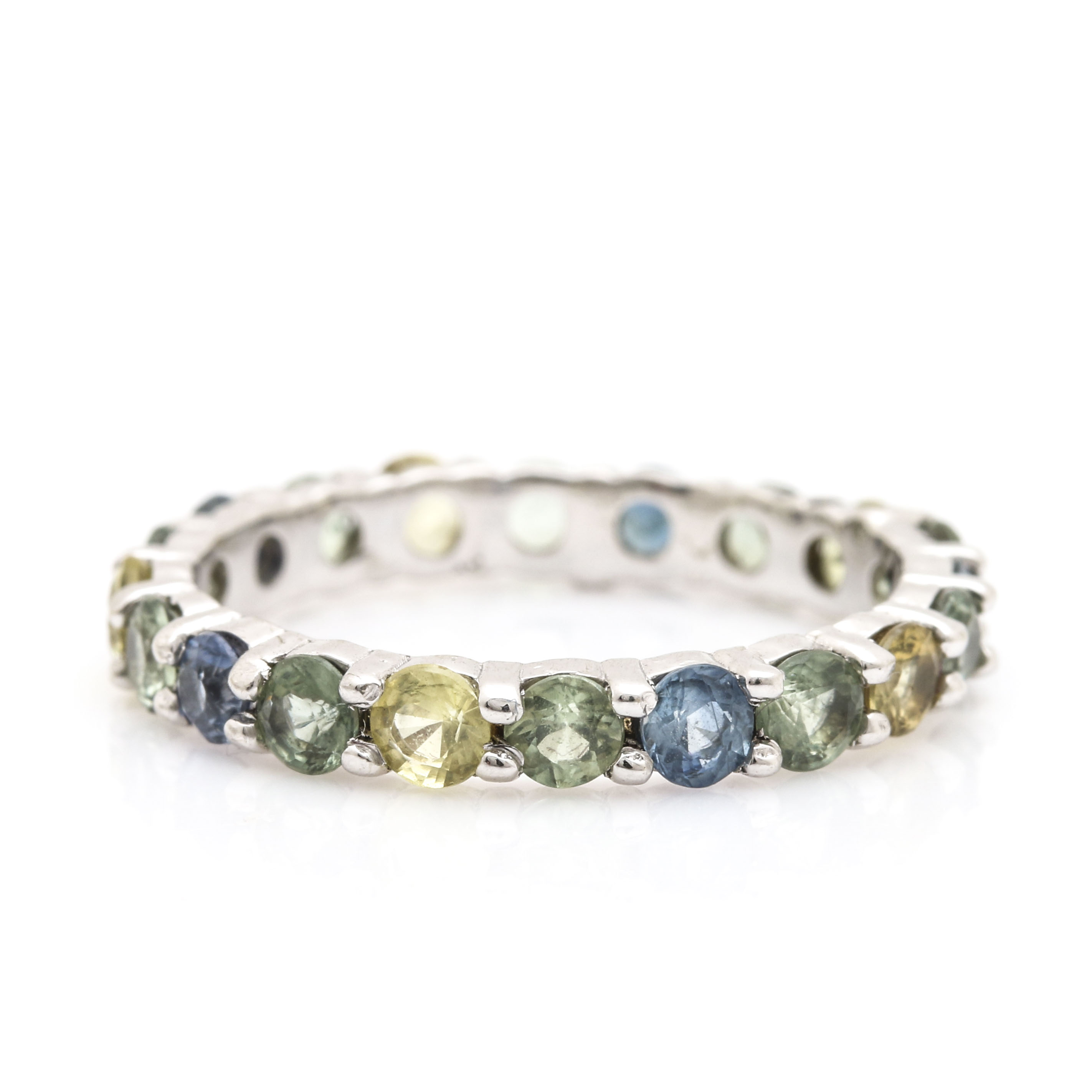 14K White Gold Multi Colored Sapphire Eternity Ring | EBTH