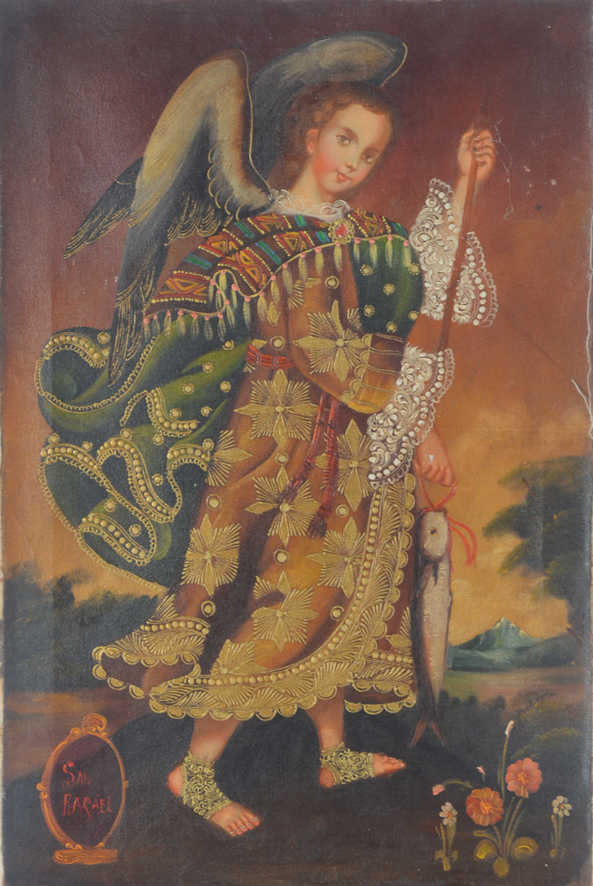 Oil on Canvas Retablo of Saint Rafael | EBTH