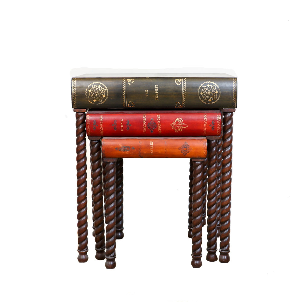 Vintage Book Motif Nesting Tables | EBTH