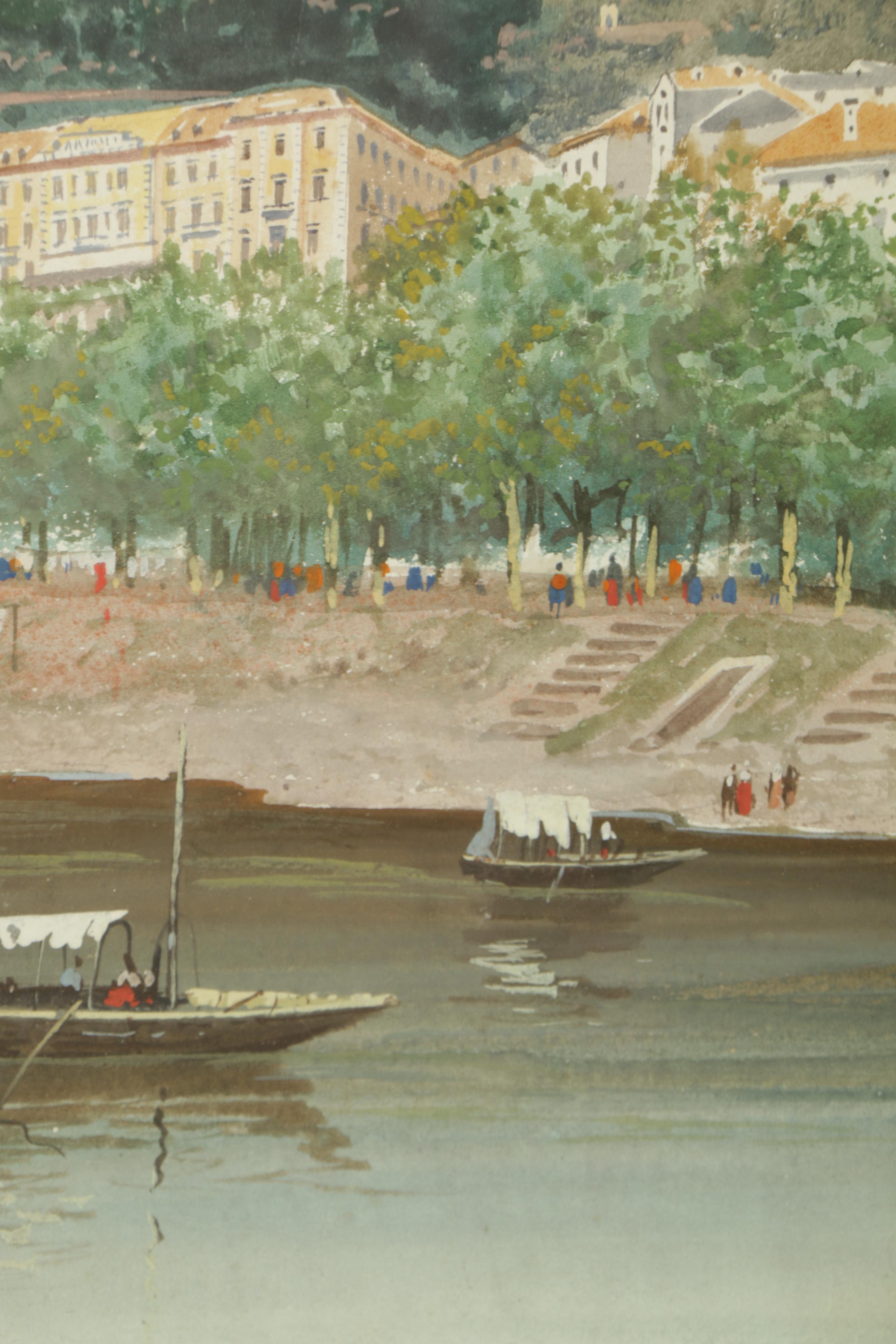 Federico Schianchi Watercolor Painting of Grand Hotel Locarno | EBTH