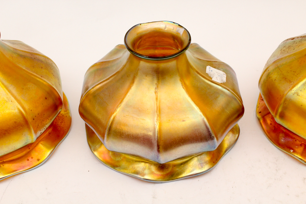 Steuben Style Aurene Glass Lamp Shades | EBTH